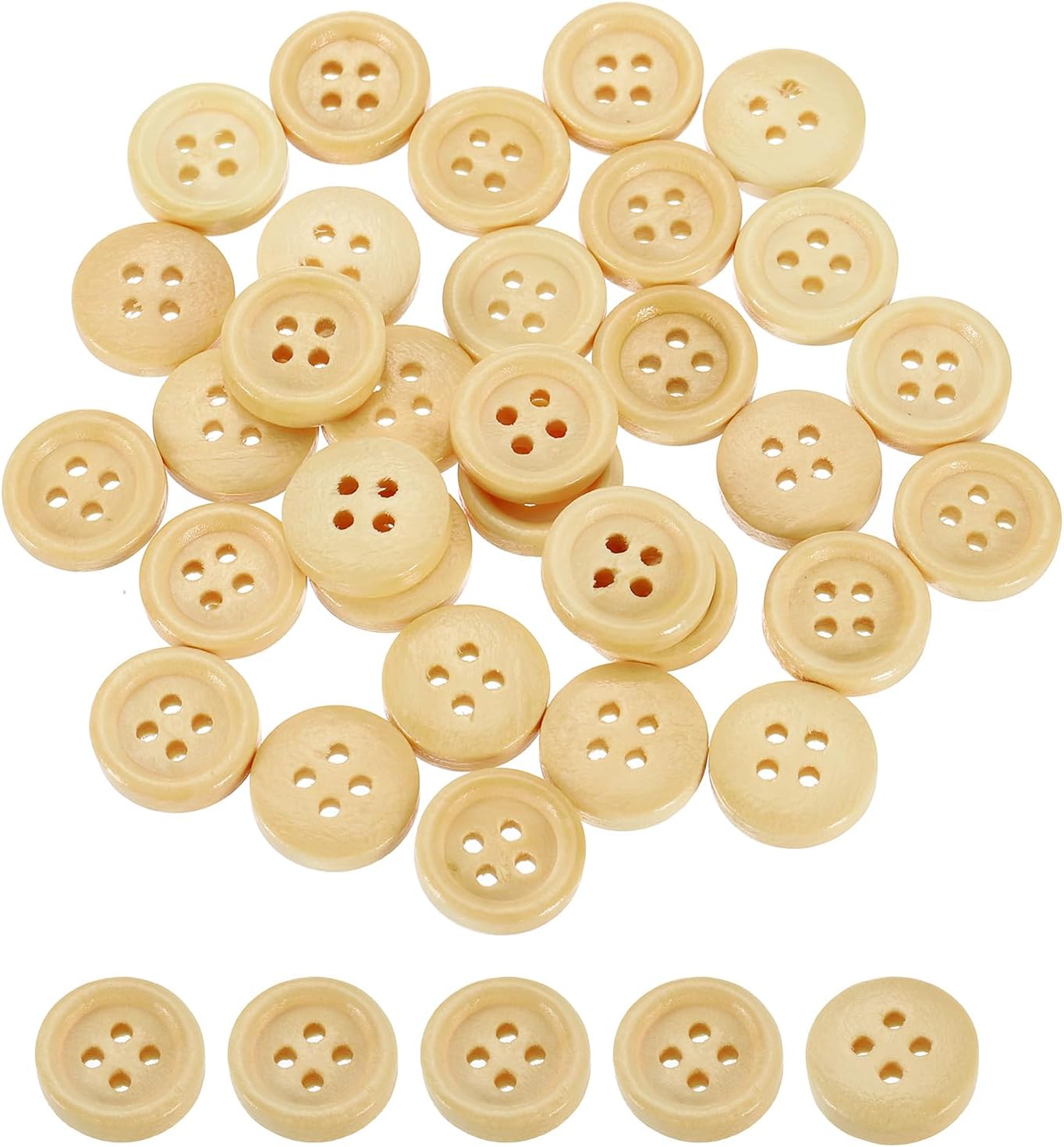 Amazon.com: uxcell 50Pcs Wooden Buttons, 12.5mm(1/2") 4 Hole Round Wood ...