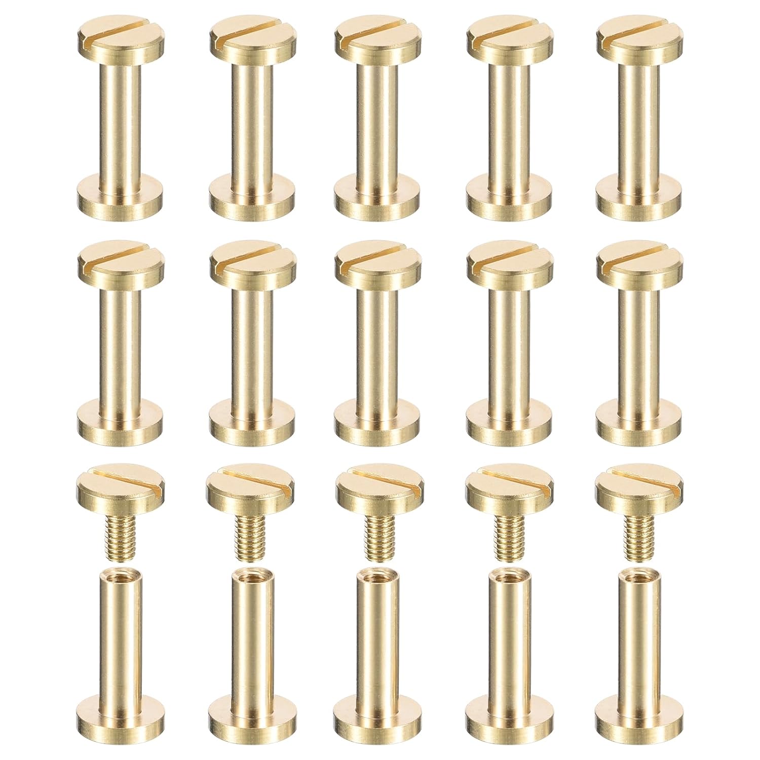 Amazon.com: uxcell 30Pack Brass Chicago Screws, 13x8mm Flat Head Screw ...