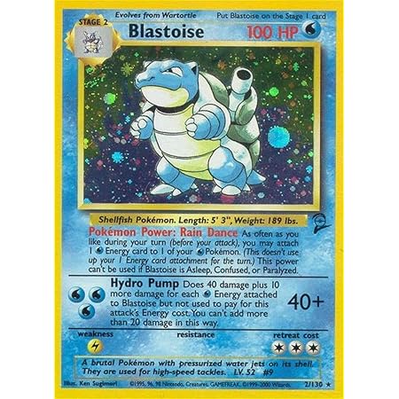 Amazon.com: Pokemon Blastoise 2/130 Base Set 2 Holo Foil N/m: Toys & Games