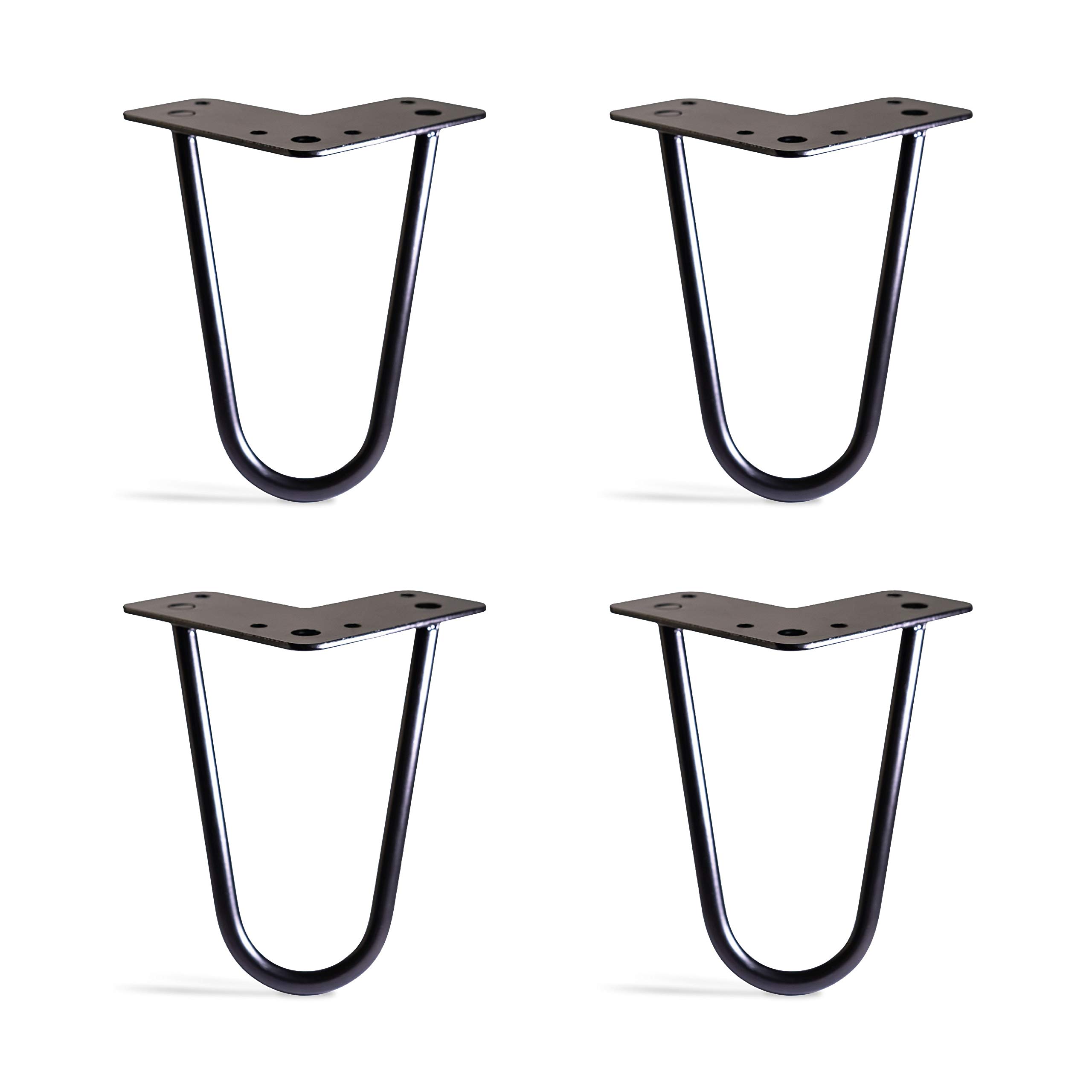 TEN49 Heavy Duty Hairpin Table Legs - 6 Inch Industrial Black Furniture ...