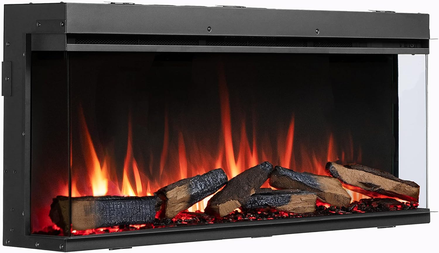 FLAMME Knighton 110cm/43" 3-Sided Electric Media Wall Fire, Recessed TV ...