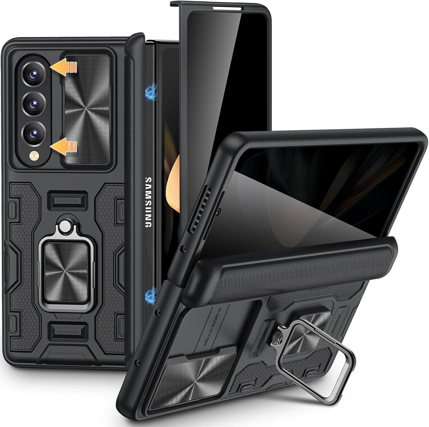 Amazon.com: VEGO for Galaxy Z Fold 4 Case with Magnetic Kickstand, Built-in Privacy Screen ...