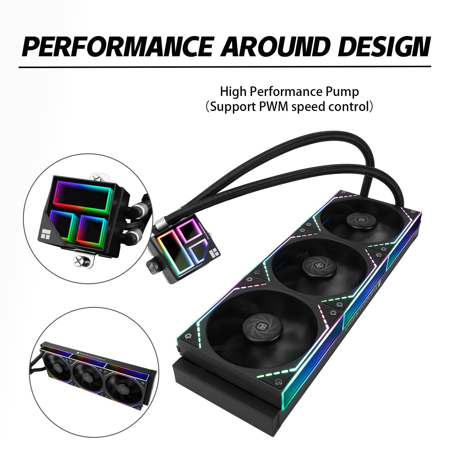 Snapklik.com : Thermalrlght Frozen Infinity 360 Black CPU Aio Cooler,TL-M123 PWM Fans,Computer ...