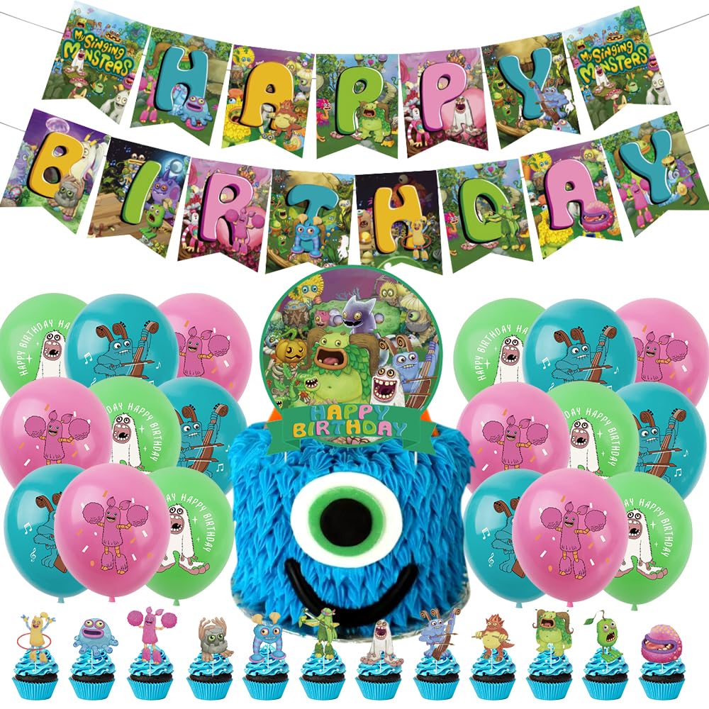 Buy 32PCS Monster Birthday Party Decorations,My Singing Party ...