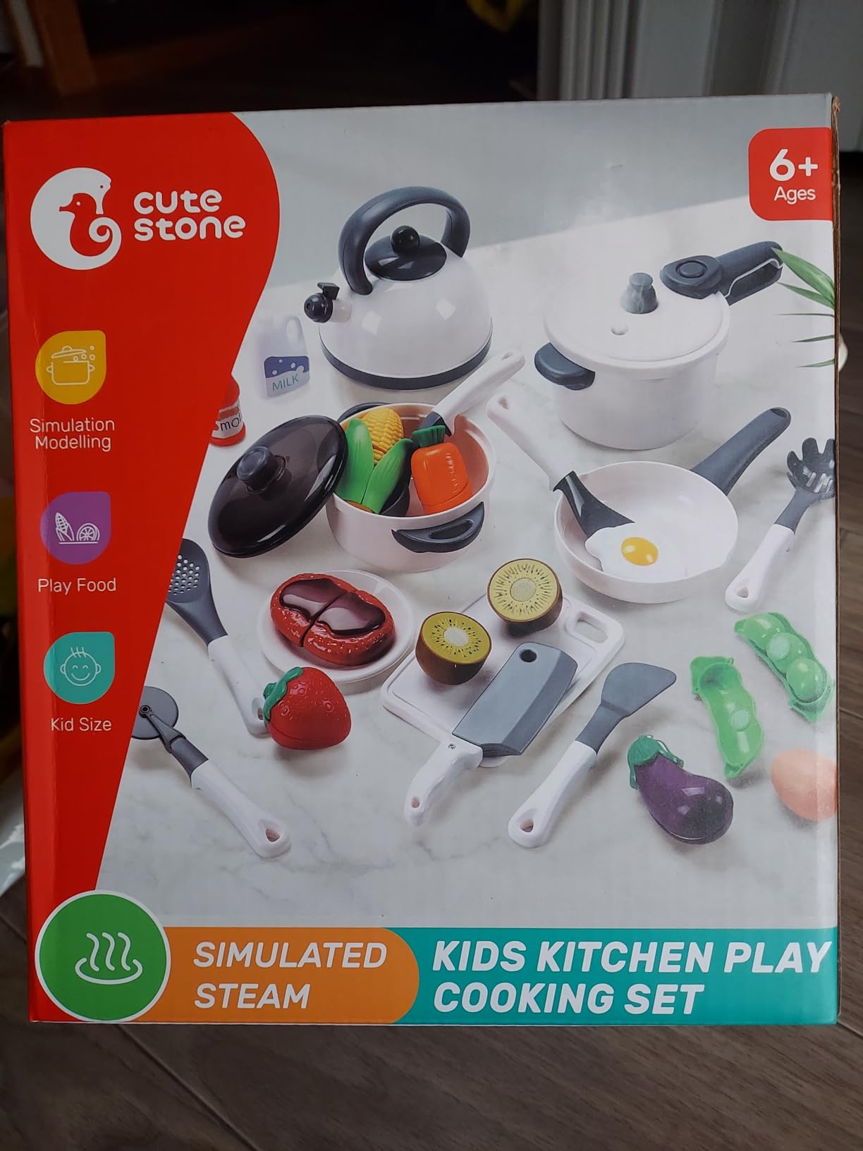 Amazon | Cute Stone おままごとセット 知育玩具 42点セット おもちゃ 子供 DIY 豊富な食材 お肉と野菜 調理器具 切る遊び 親子遊び ままごと ごっこ遊び 女の子 ...