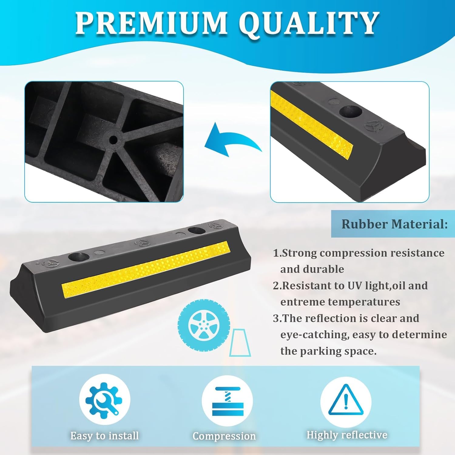Snapklik.com : HAQQI Heavy Duty Rubber Parking Curb 19” For Garage