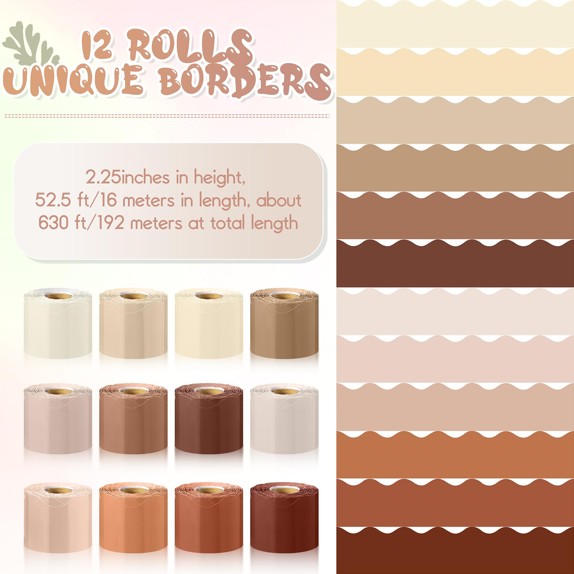 Snapklik.com : Ctosree 12 Roll 630 Ft Colorful Bulletin Board Borders ...