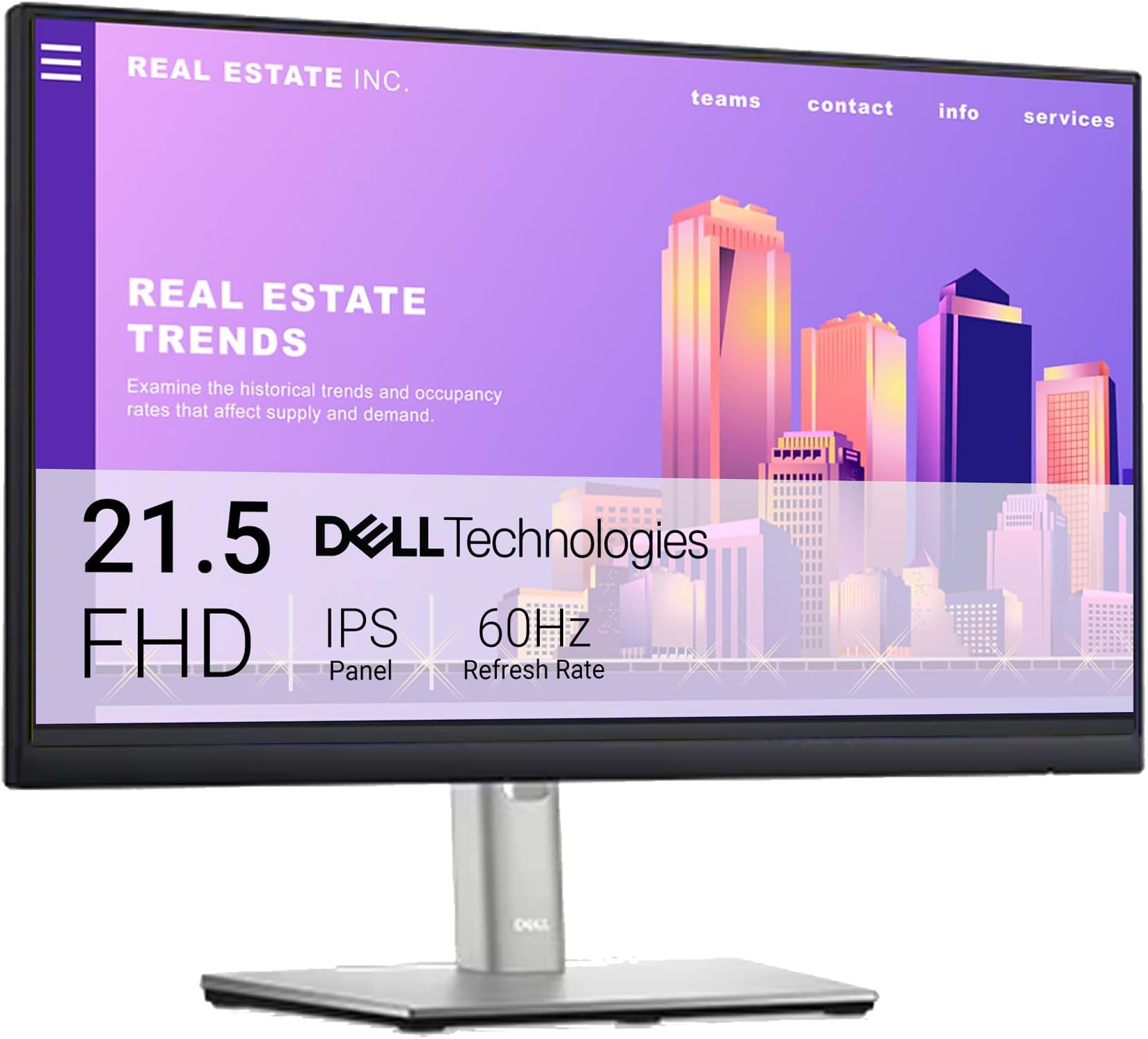 Dell P2222H 21.5 Inch Full HD (1920x1080) Monitor, 60Hz, IPS, 5ms, 99% ...
