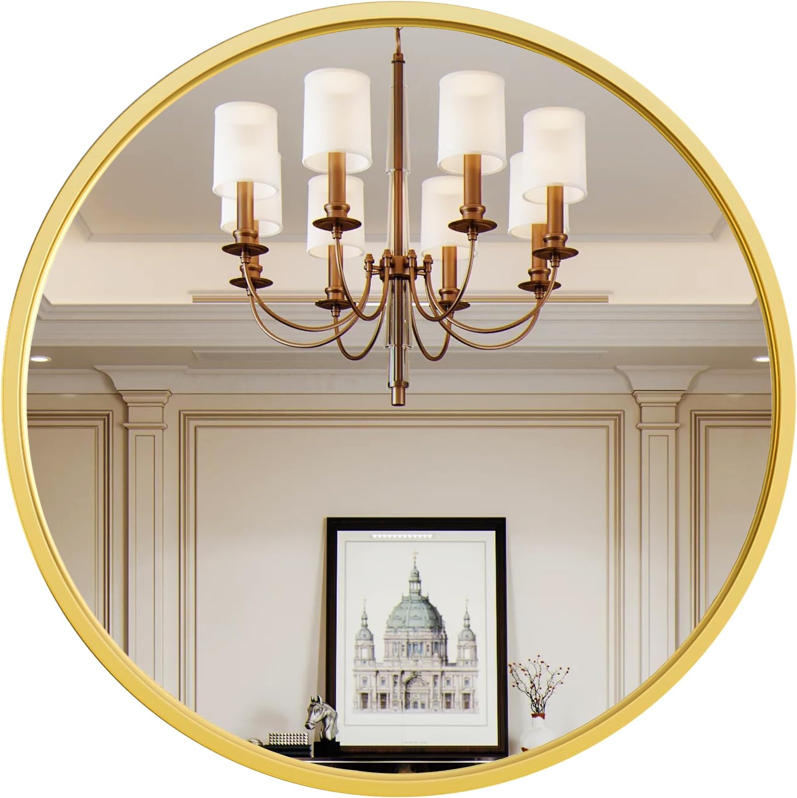 Decoramex - Espejo Redondo con Marco de Metal 70cm (Dorado) : Amazon ...
