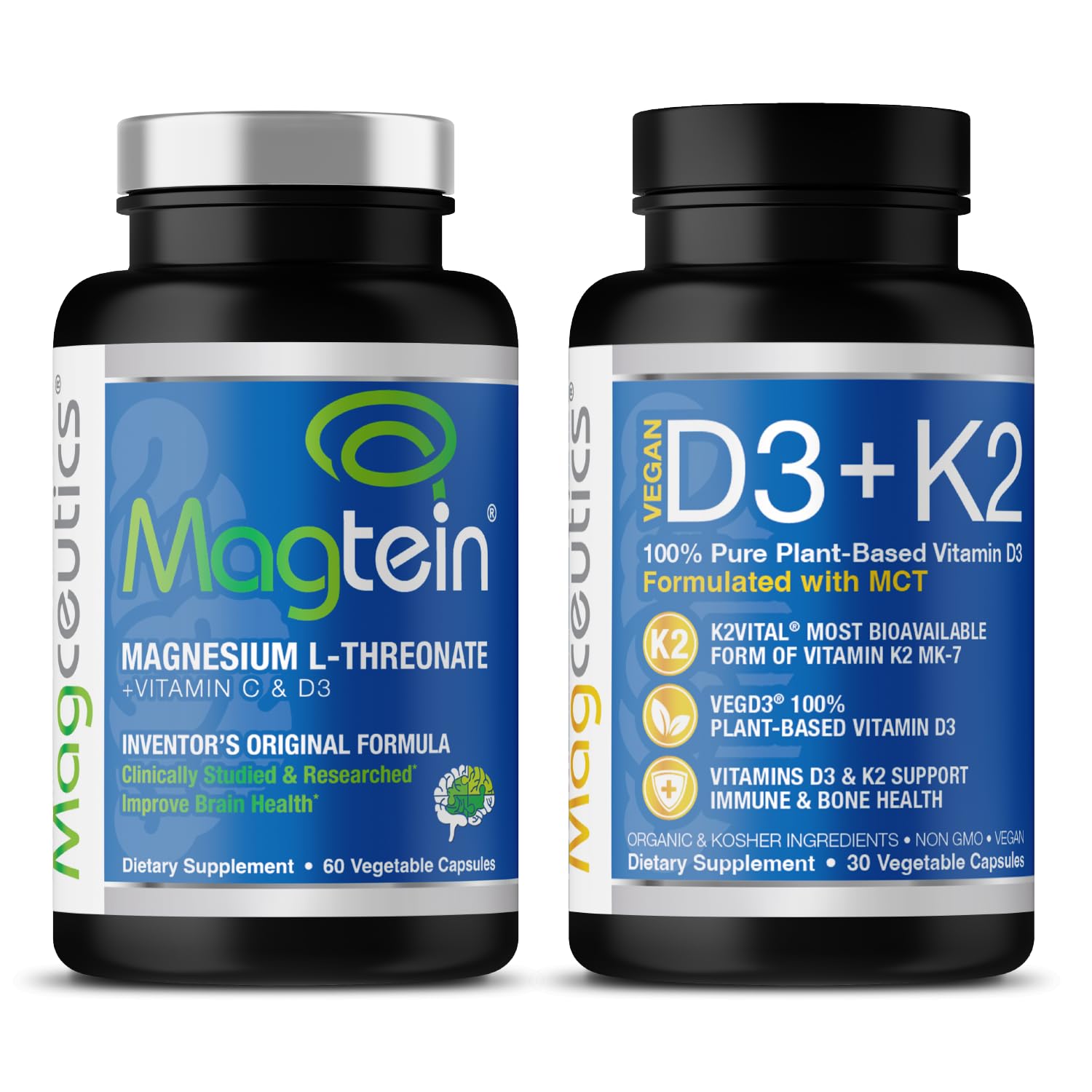 Amazon.com: Magtein Magnesium L-Threonate and Vitamin D3 K2 Bundle ...
