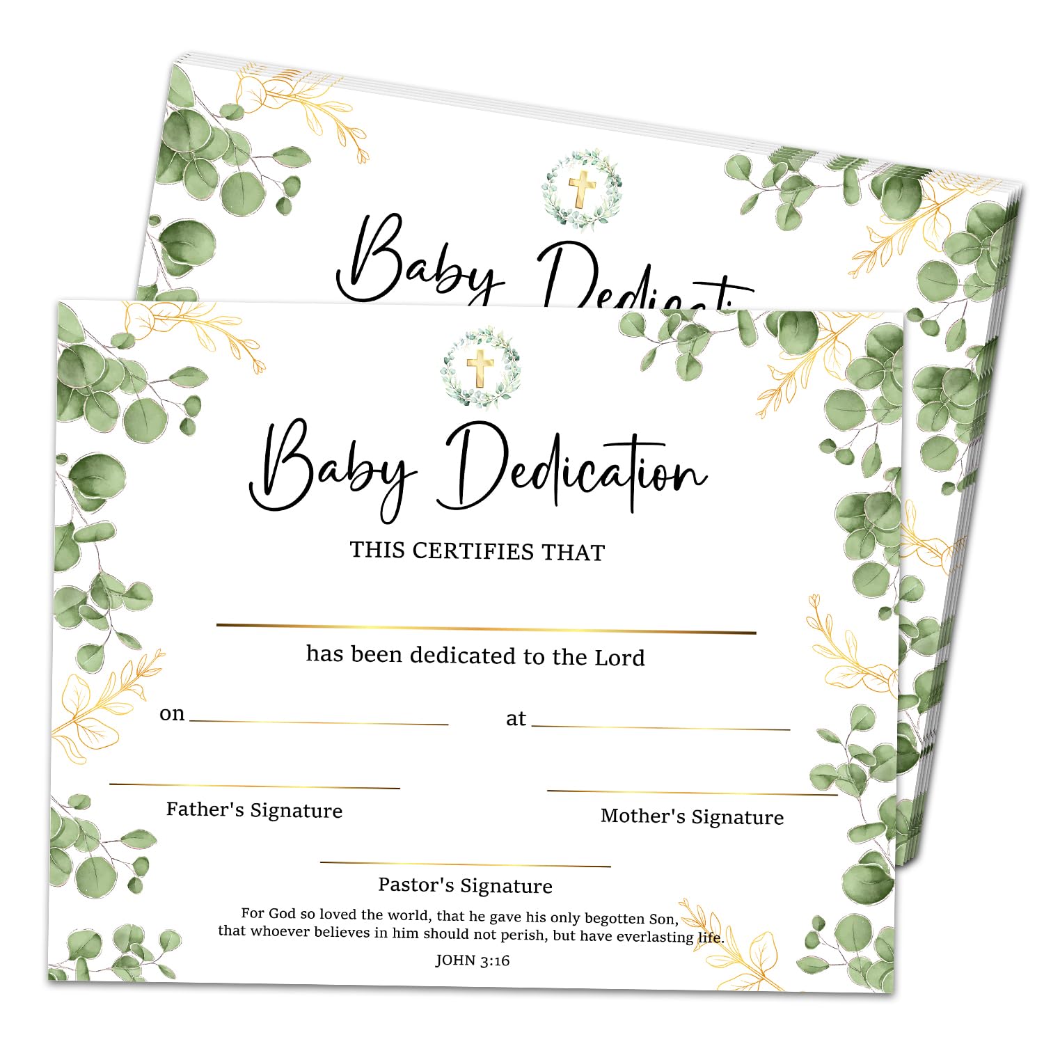 Snapklik.com : Greenery Baptism Certificates For Church Baby Dedication ...