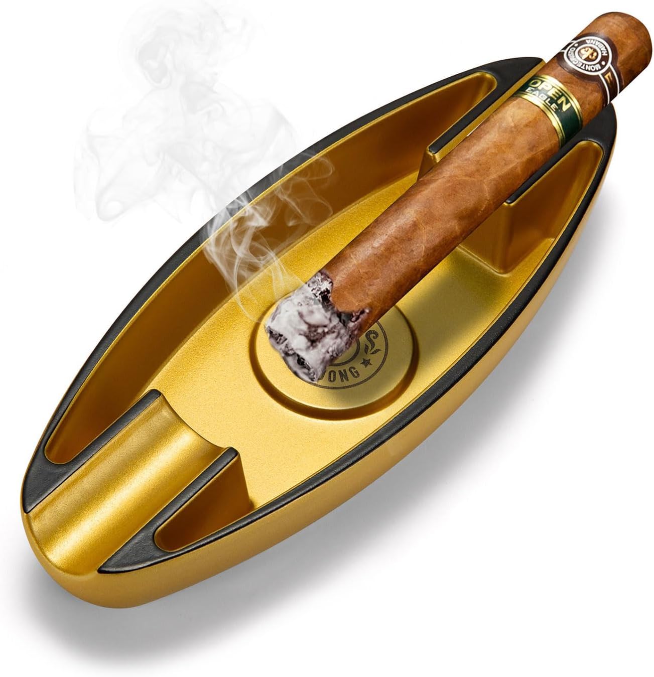 CIGARLOONG Cigar Ashtray Resin Desktop Cigar Holder Holds 2 Cigars ...