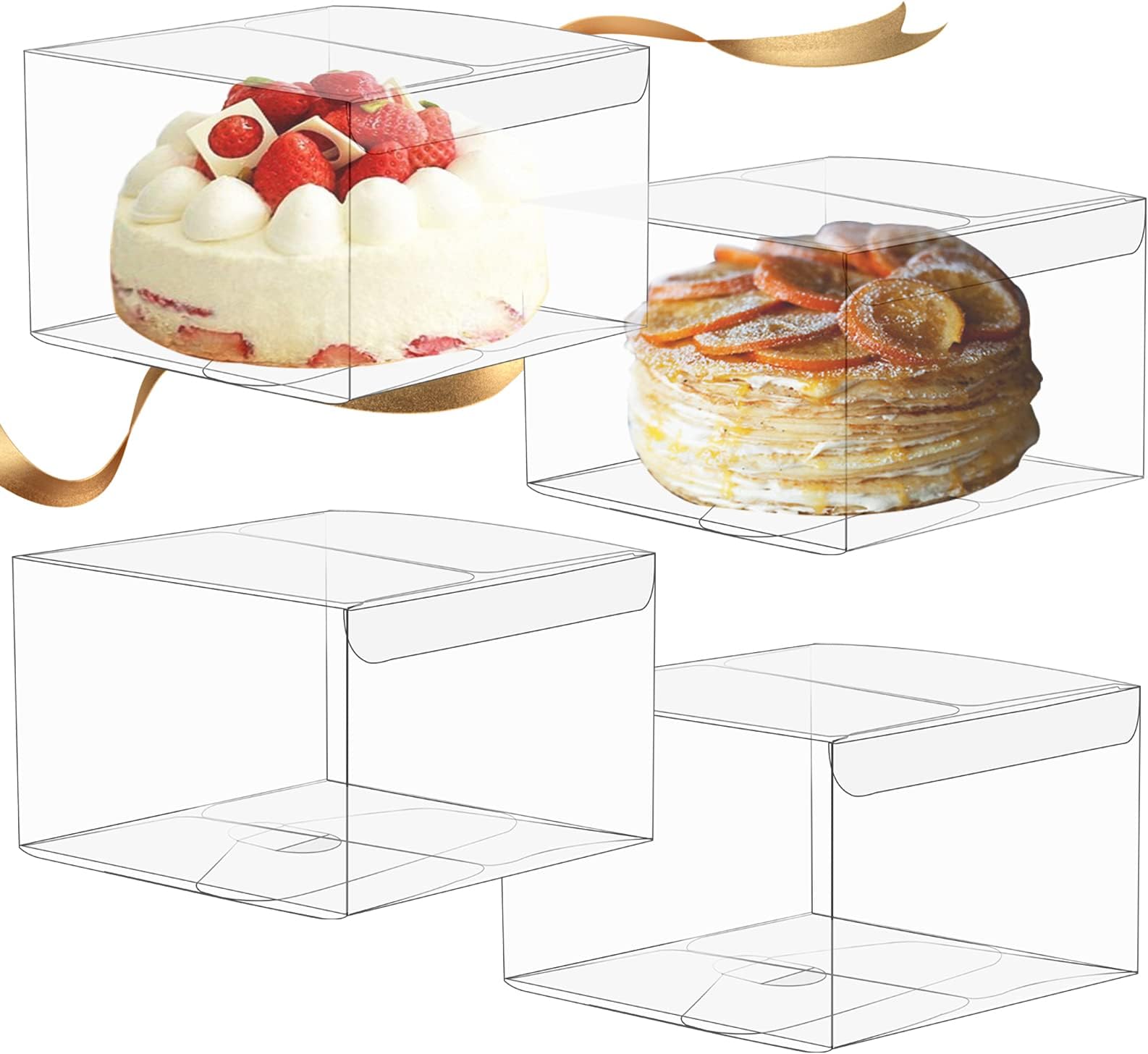 Amazon.com: 32 Pcs Clear Cake Box Transparent Bakery Boxes Plastic Cake ...
