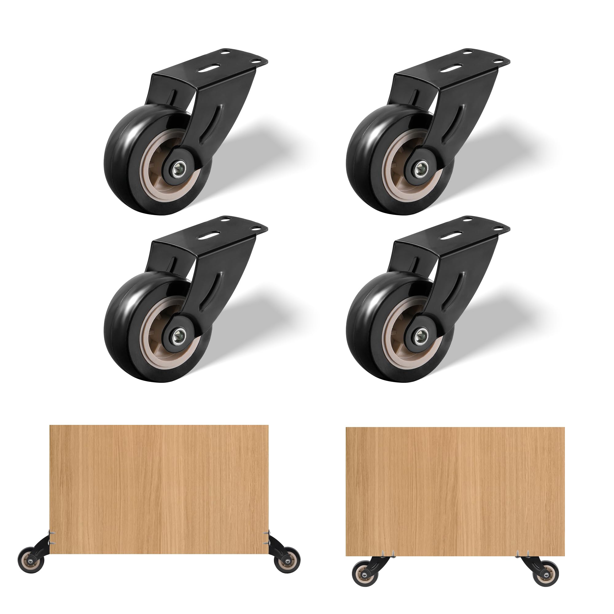 Snapklik.com : 4-Pack 2" Low Profile Swivel Casters, Anti-Sag Door ...