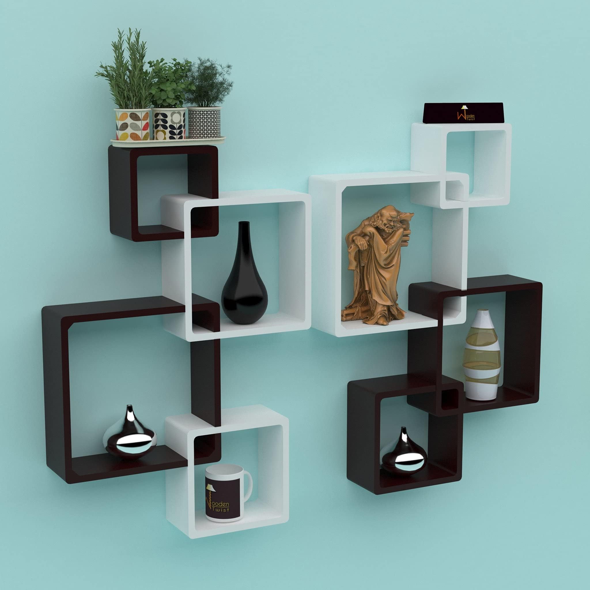 Onlineshoppee Rafuf Intersecting Floating Wall Shelf with 4 Shelves ...