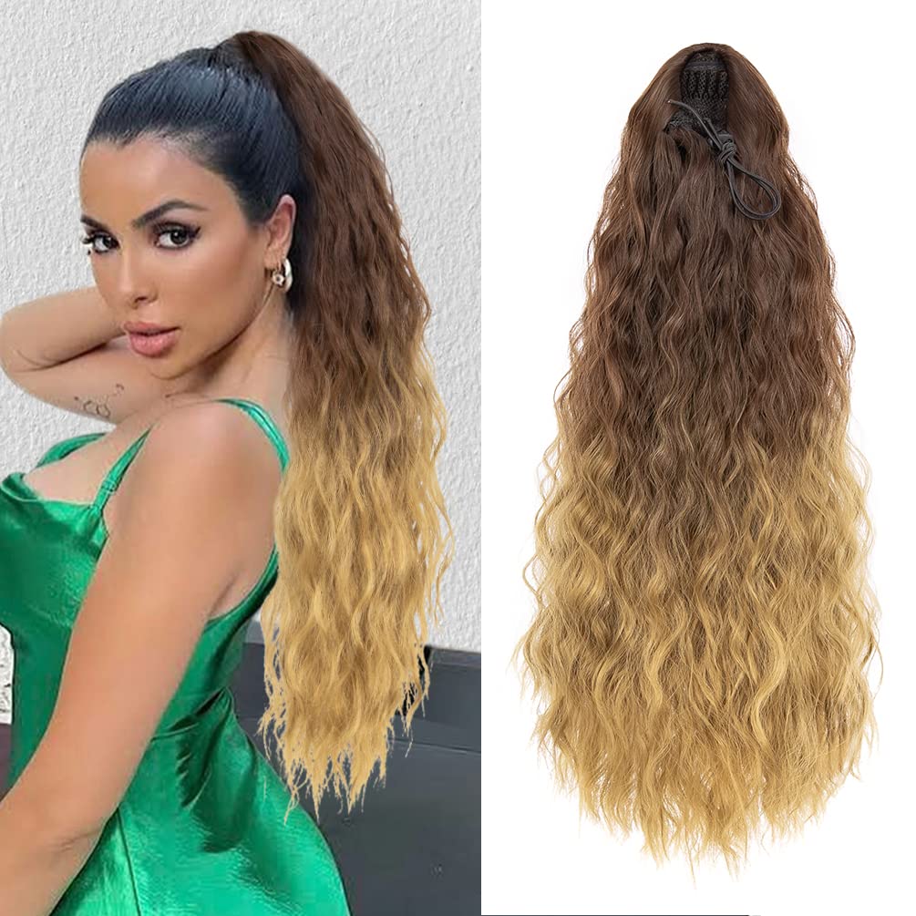 Amazon.com : Corn Wave Ponytail Extension, 22 Inches Wave Ponytail ...
