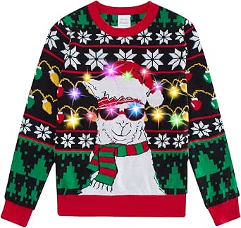 Amazon.com: Enlifety 5-14T Kids Ugly Christmas Sweaters Boys LED Light ...