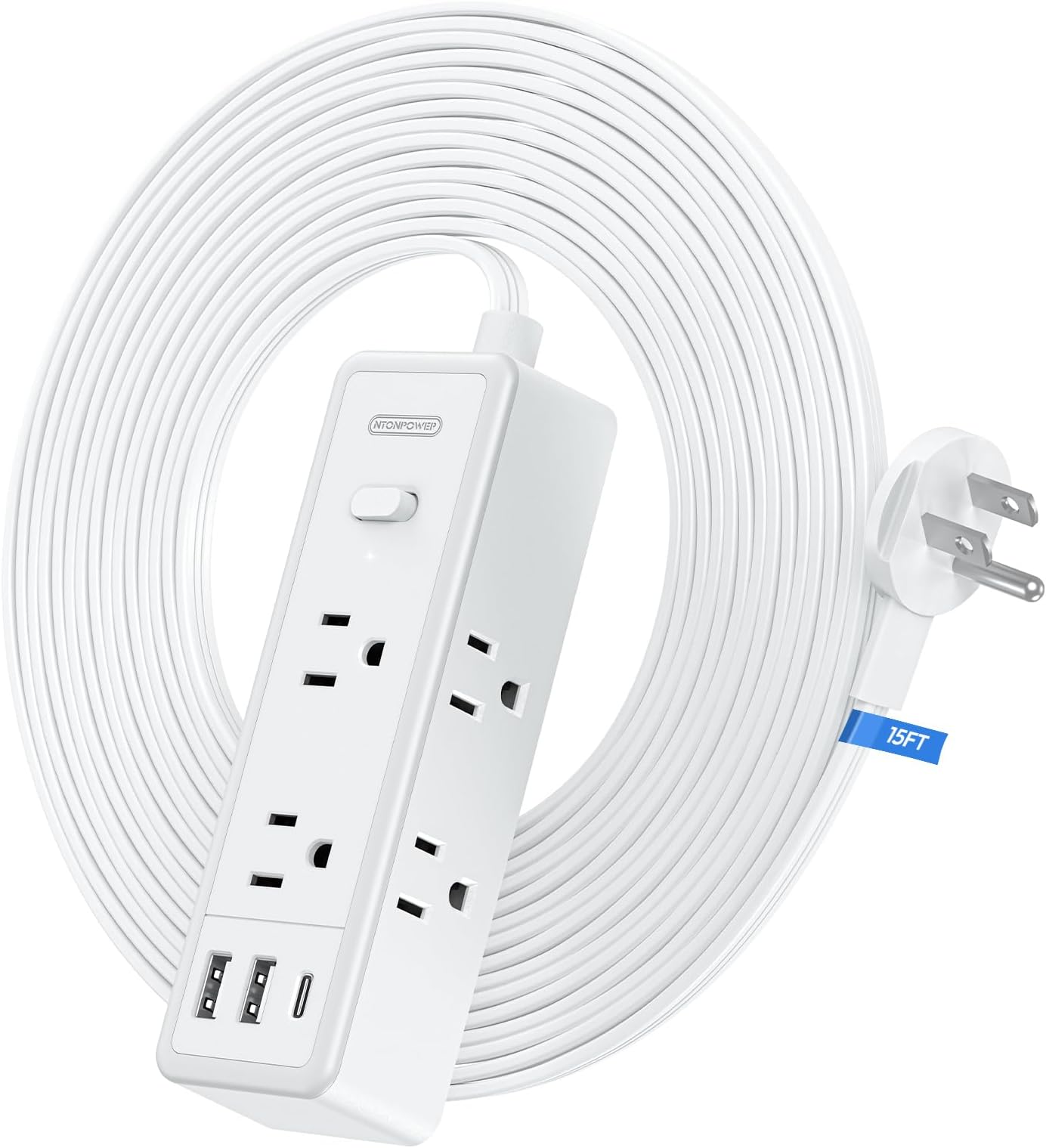 Amazon.com: NTONPOWER 15 ft Extension Cord, 1080J Surge Protector Power ...