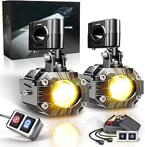 Amazon.com: MGLLIGHT Motorcycle Auxiliary Fog Light Kit Driving Spotlights Amber/White High ...