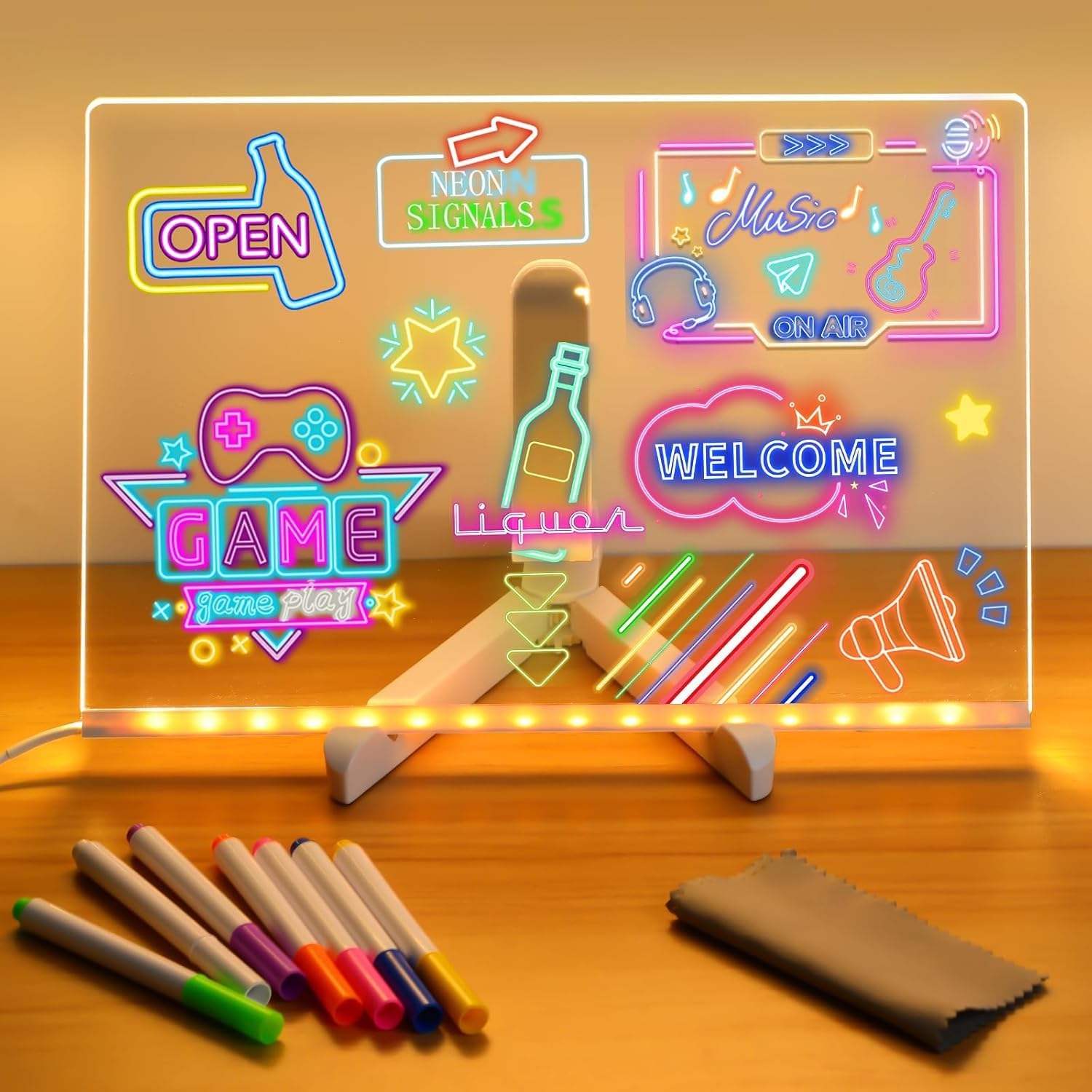 Magic LED Note Board, LED Drawing Board with, 7 Color Light-Up Acrylic ...