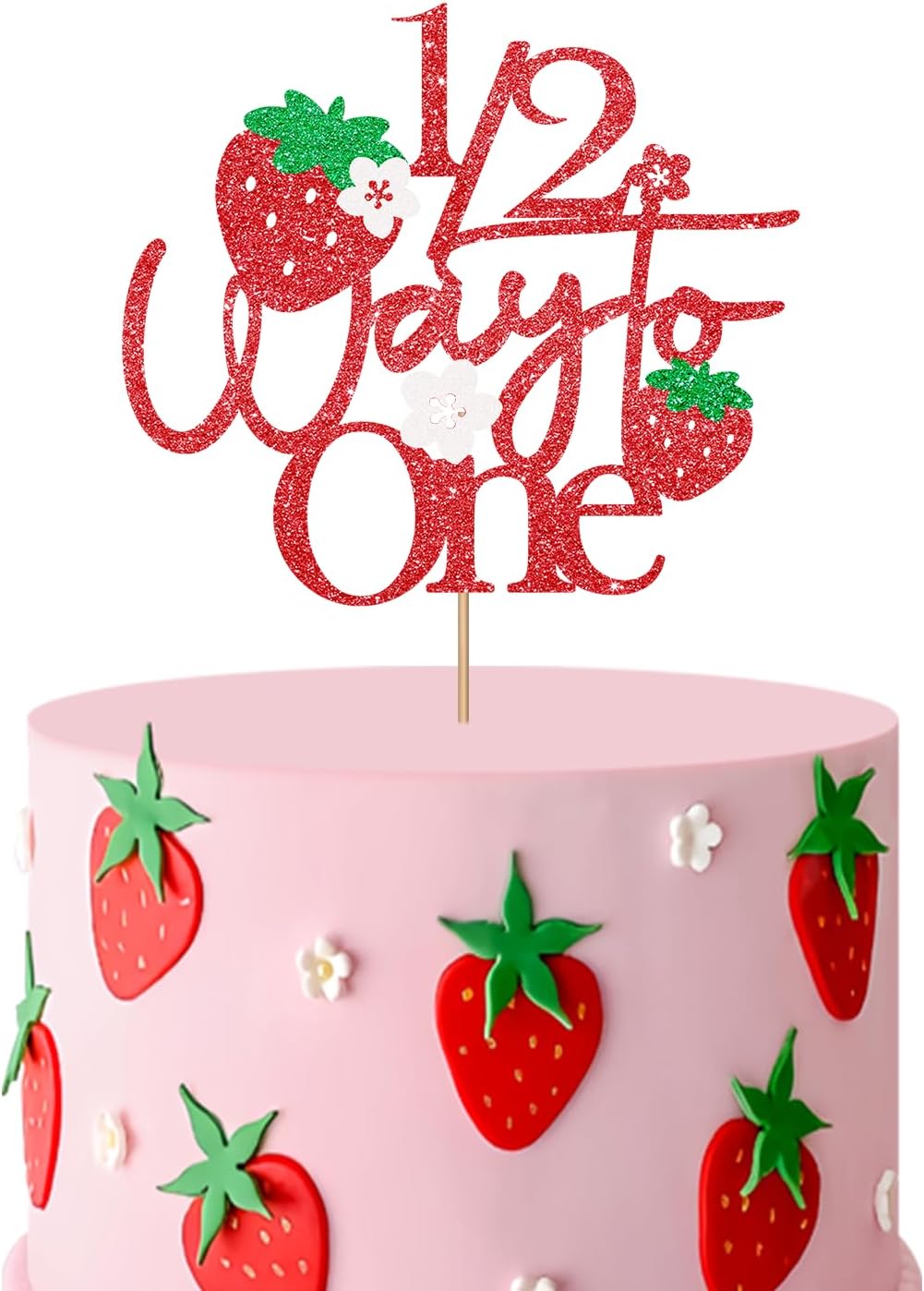 Amazon.com: Strawberry 1/2 Way To One Cake Topper, Strawberry 6 Months ...