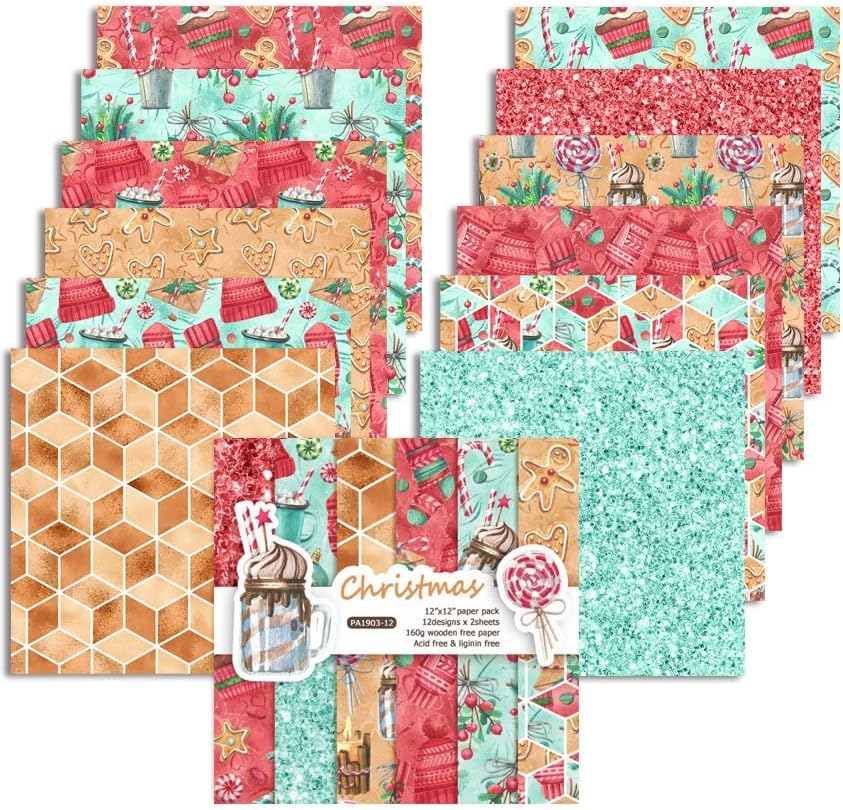 Amazon.com : Scrapbook Paper Pack of 24 Sheets, 12" x 12" Decorative ...