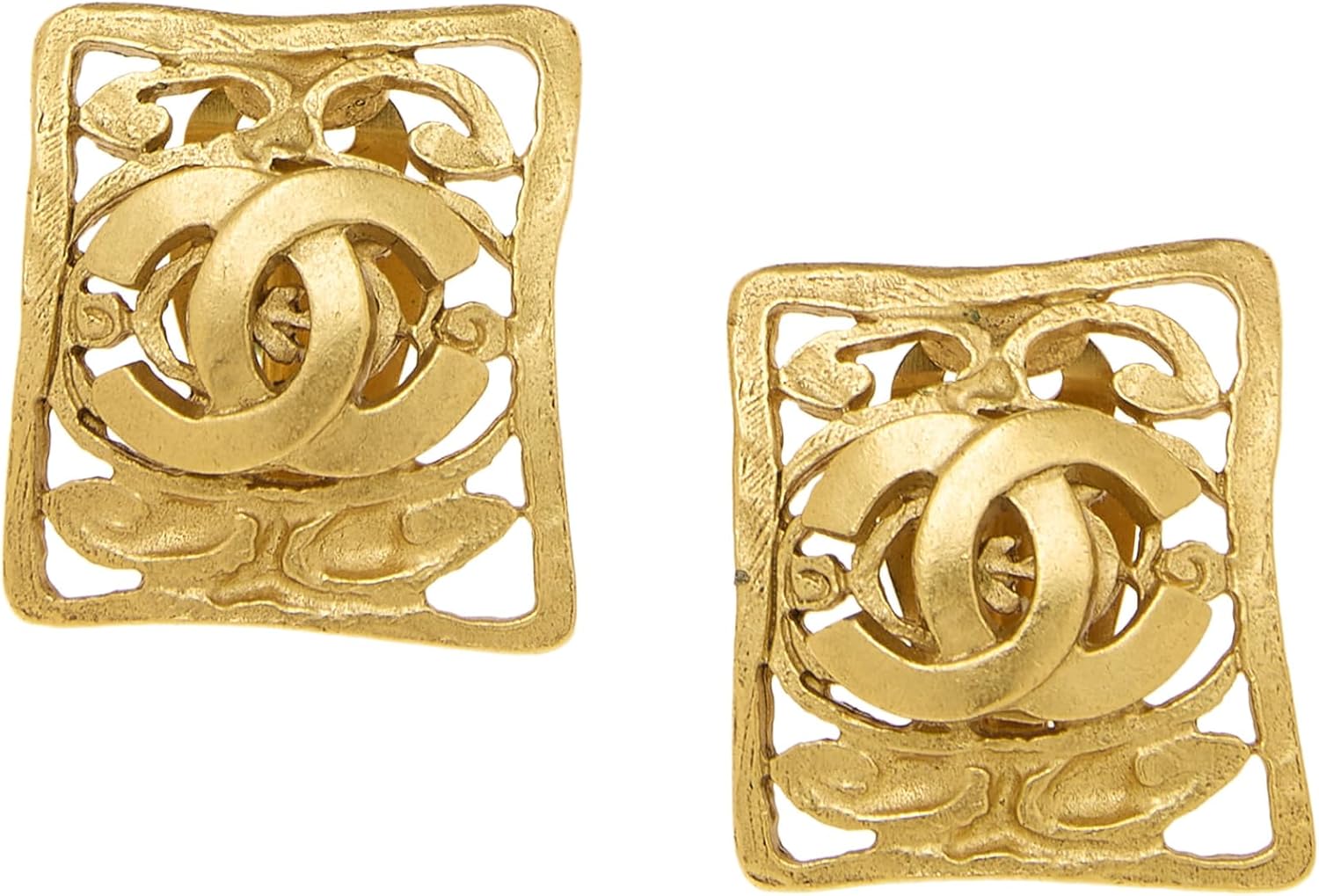 Amazon.com: Chanel, Pre-Loved Gold Fretwork 'CC' Earrings, Gold ...