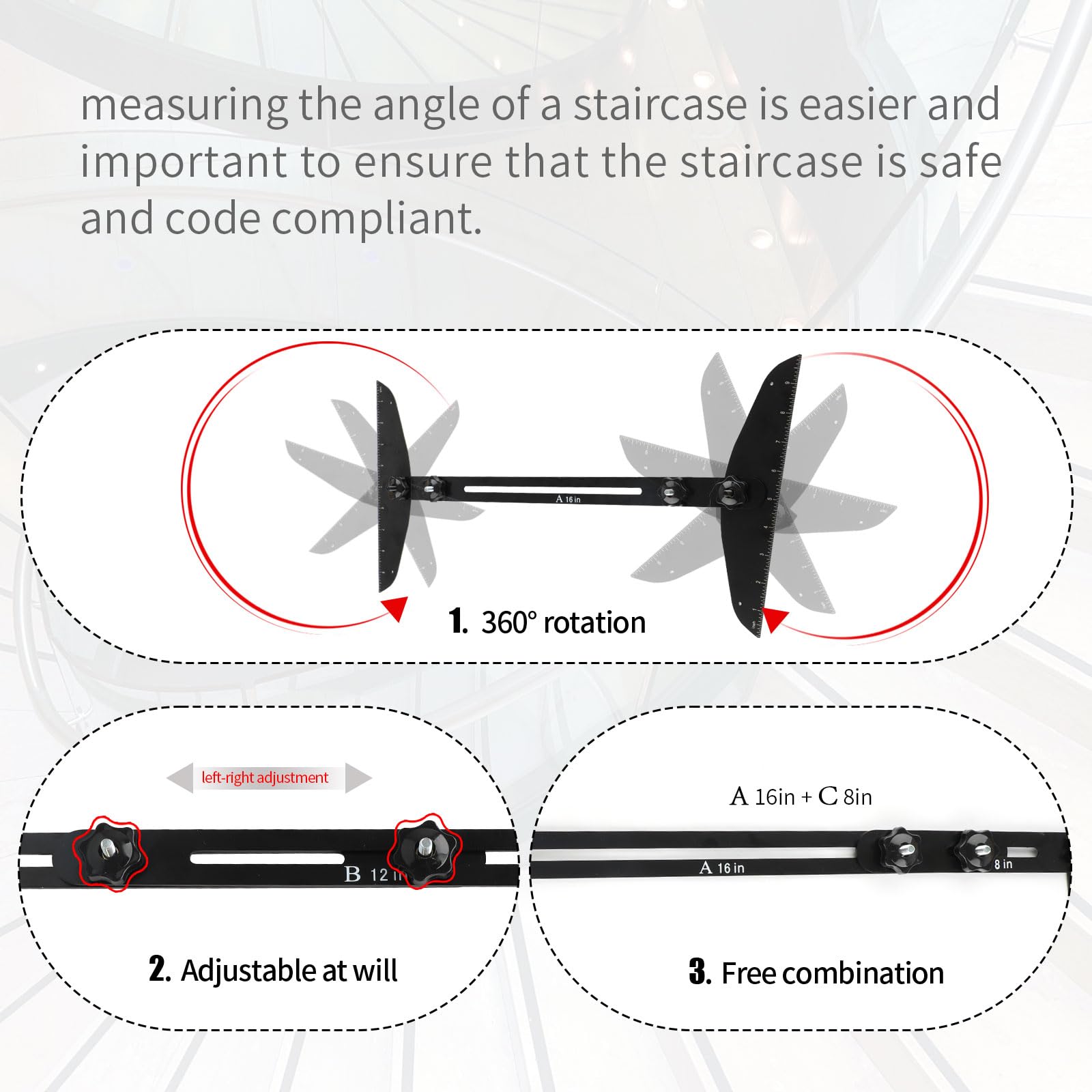 Snapklik.com : Stair Treads Gauge Template Tool,Stair Measuring Ruler ...