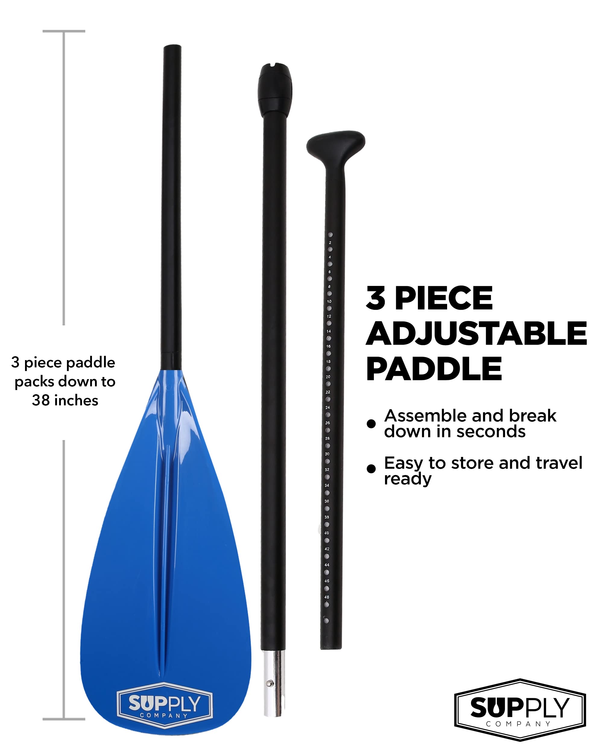 Alloy SUP Paddle - 3 Piece Adjustable Stand Up Paddle Board Paddles ...