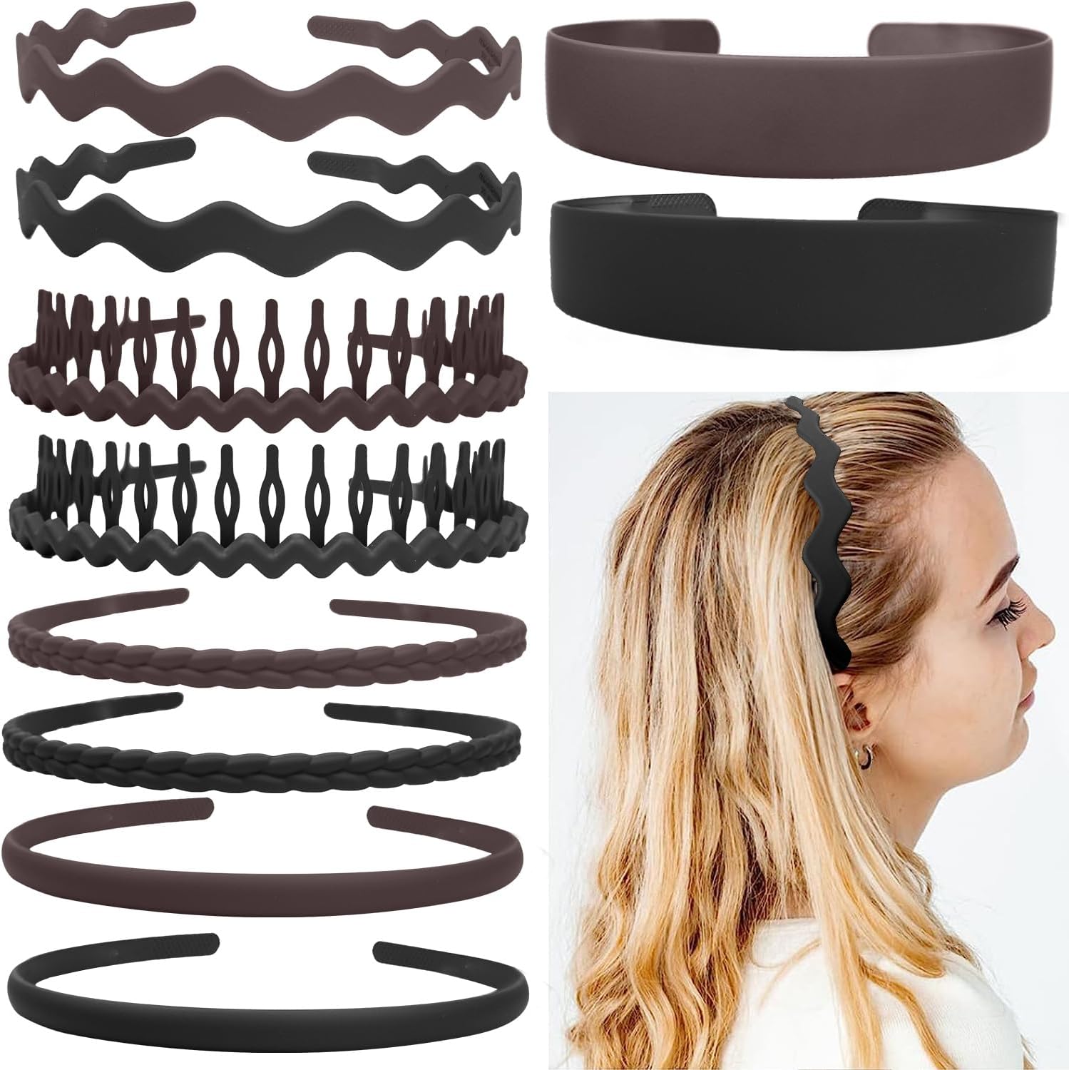 Amazon.com : LAPOHI 10 PCS Fashion Black Brown Effortless Plastic ...