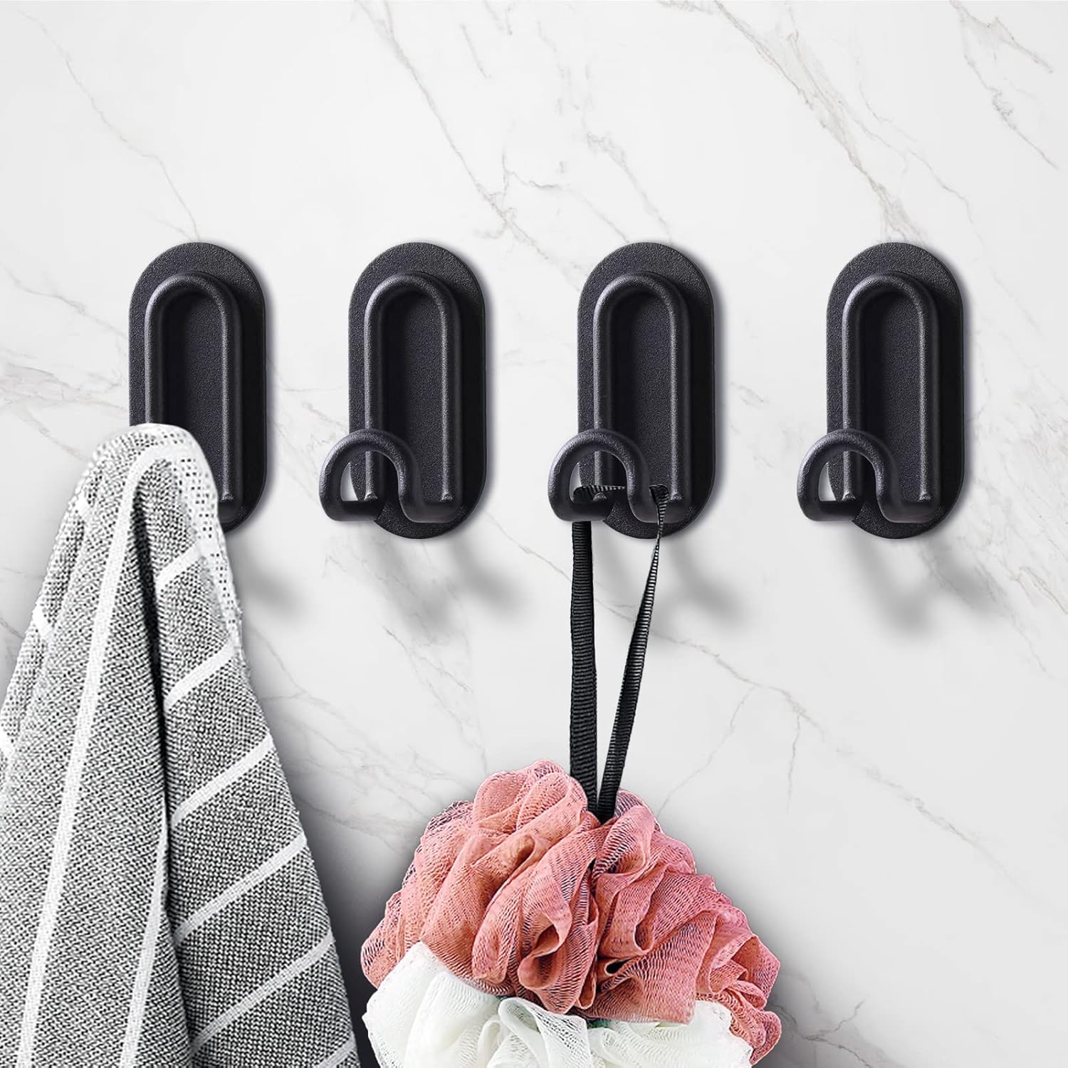 XZHXFXAdhesive Hooks,Matte Black Towel Hook,Sticky Hanger for Kitchen ...