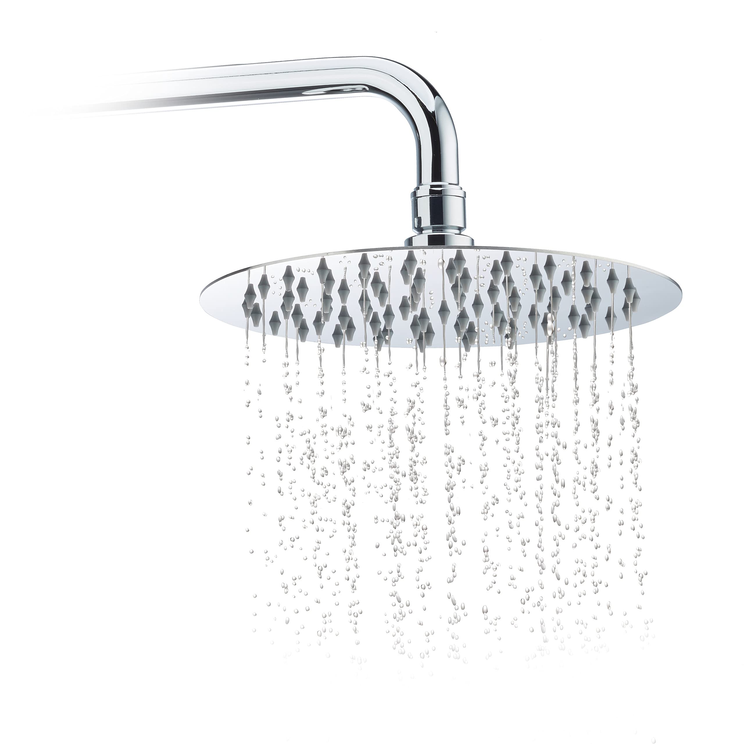 Relaxdays Round Rainfall Shower Head, 200 mm, Stainless Steel, Mirror ...