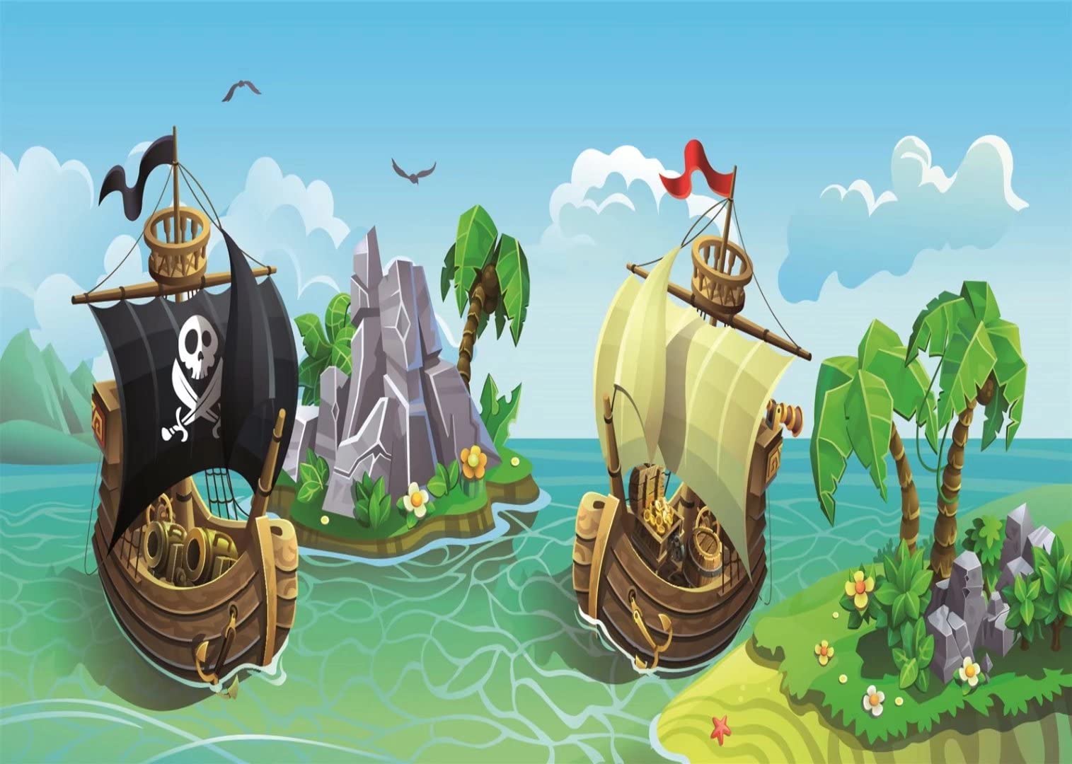 Beleco 7 X 5 Ft Fabric Cartoon Pirate Party Backdrop | Desertcart Brunei