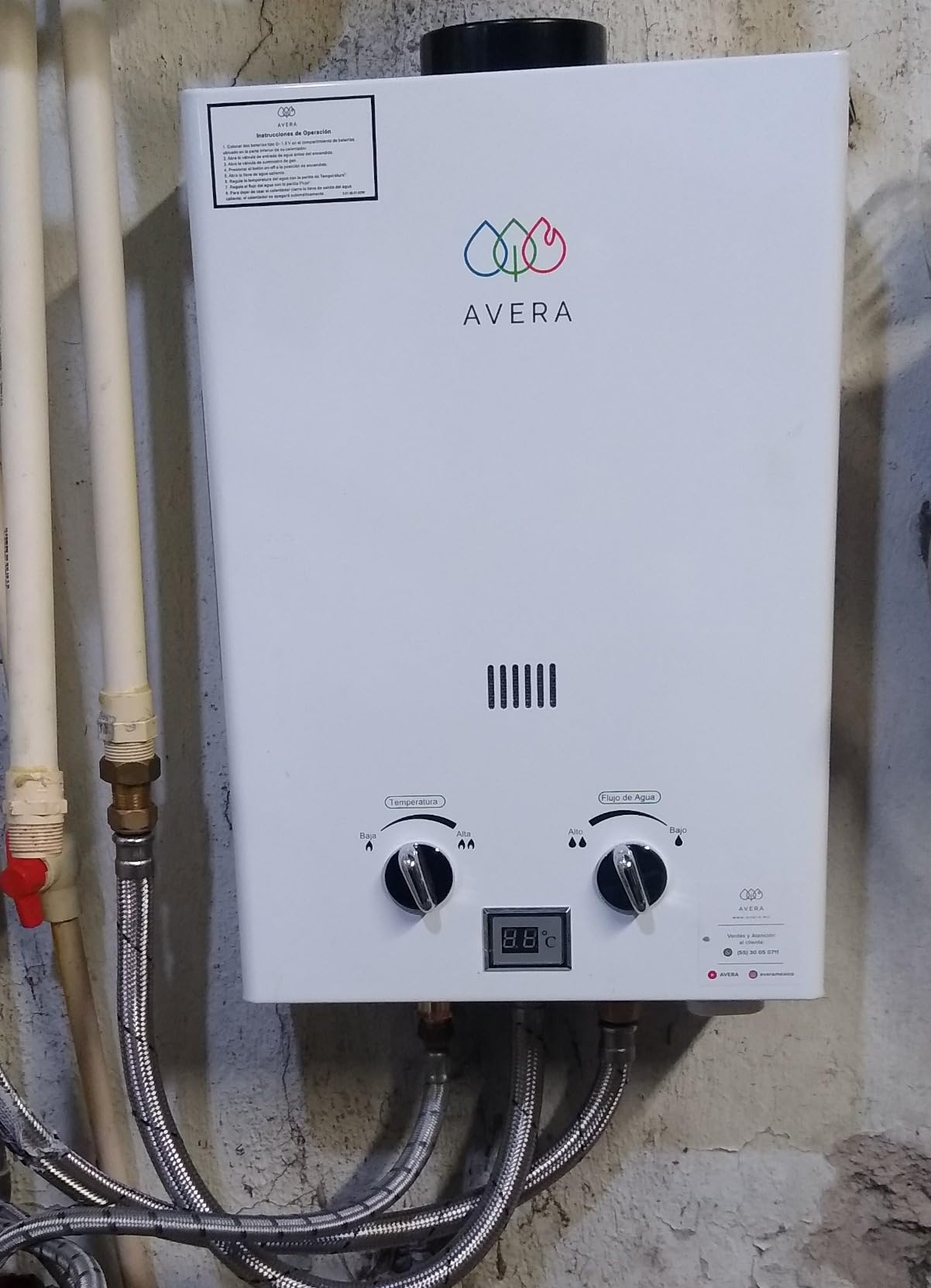 AVERA Calentador de Agua Instantaneo para 1 Regadera GAS NATURAL ...