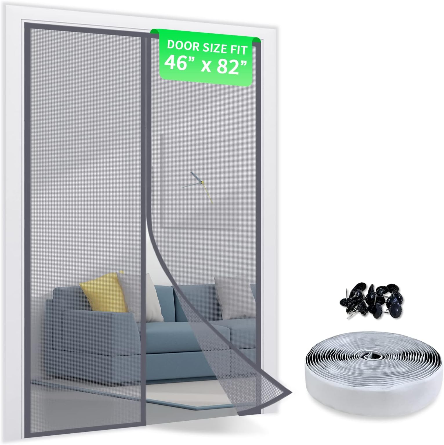 TheFitLife Magnetic Fly Screens for Doors - 100% Fibreglass Fly Mesh ...