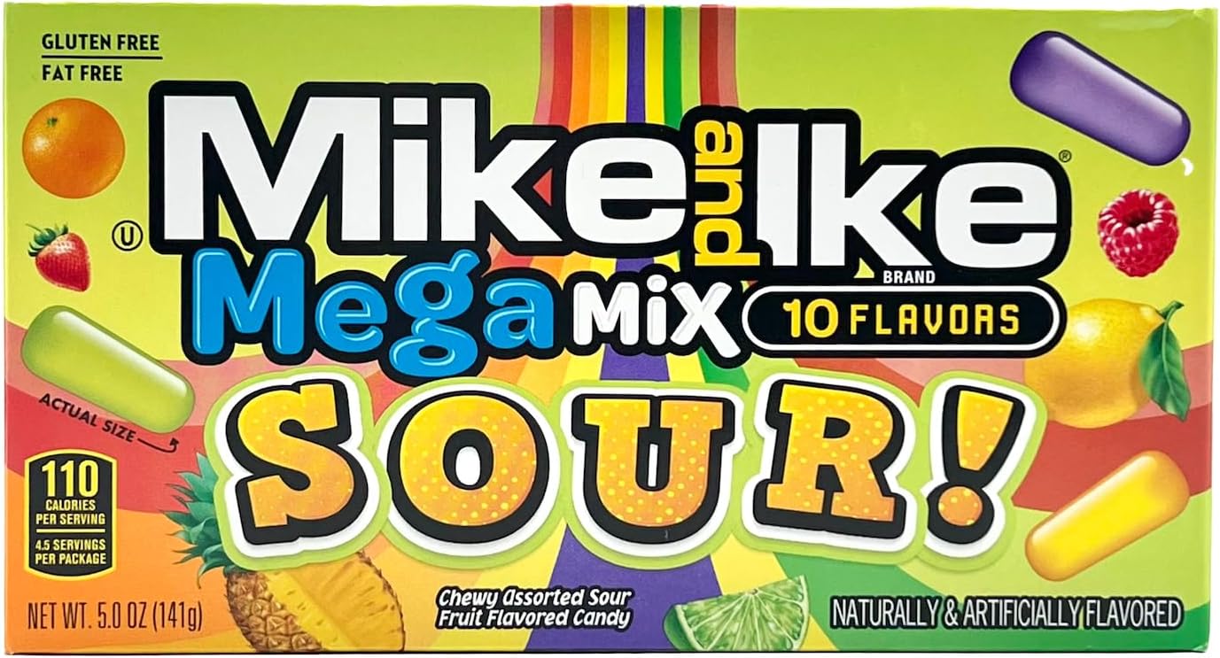 Amazon.com : Mike and Ike, Mega Mix, Sour! 10 Flavors, Chewy Assorted ...