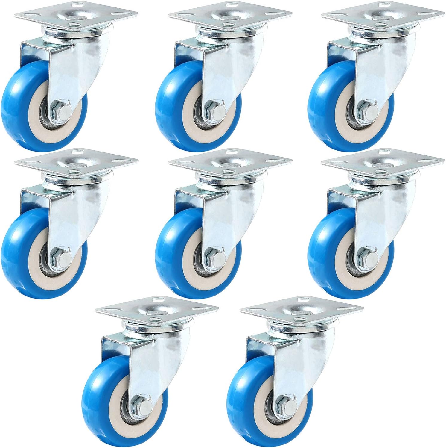 Amazon.com: 8 Pack Caster Wheels Swivel Plate Casters On Blue ...