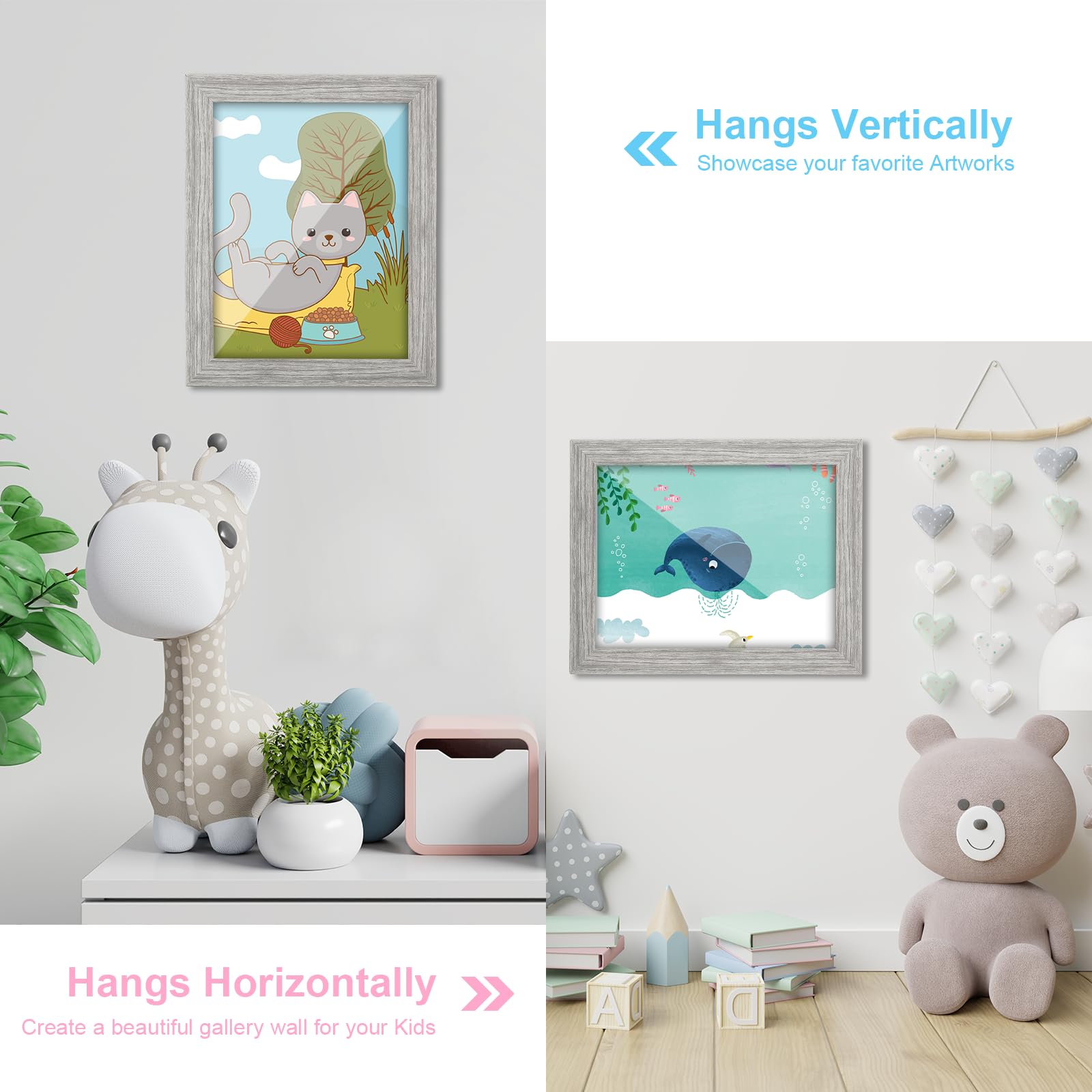 Snapklik.com : 2-Pack Kids Art Frames, 9x12 Front Opening Kids Artwork ...