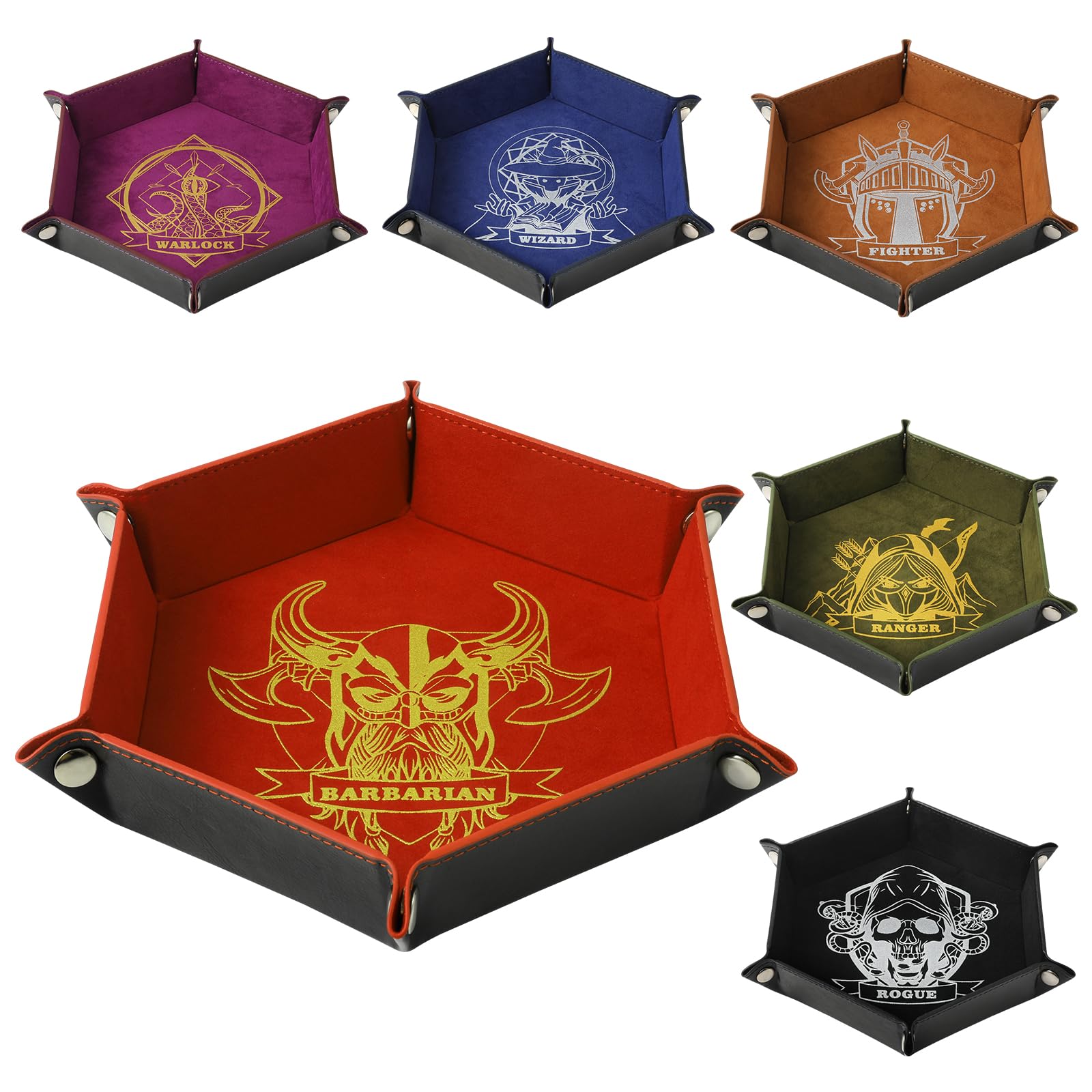 Amazon.com: Grajar 6 Pcs DND Dice Tray with Characters Pattern for RPG ...
