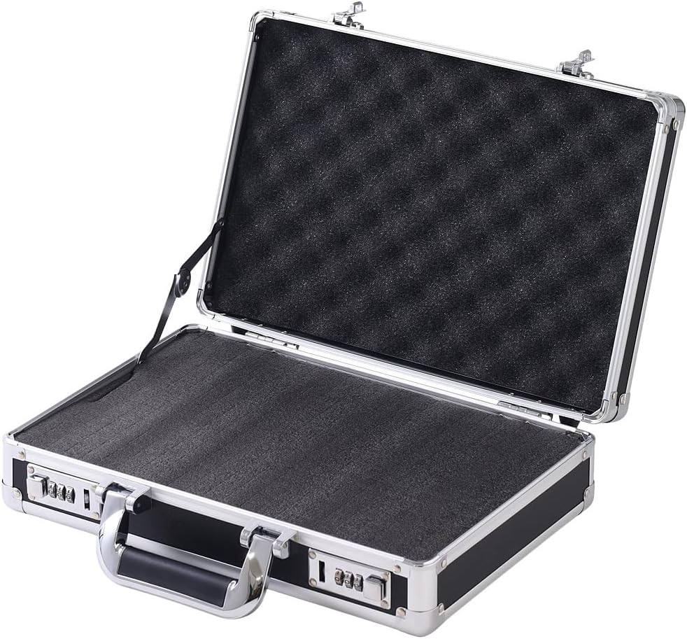 Amazon.co.jp: seathestars アタッシュケース アルミ アルミツールケース ブロッククッション付き 衝撃吸収材 ブラック ダイヤルロック パスワードボックス カメラレンズ ...