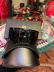 Amazon.com: Versace VE 4393 GB1/1W Black Plastic Shield Sunglasses ...