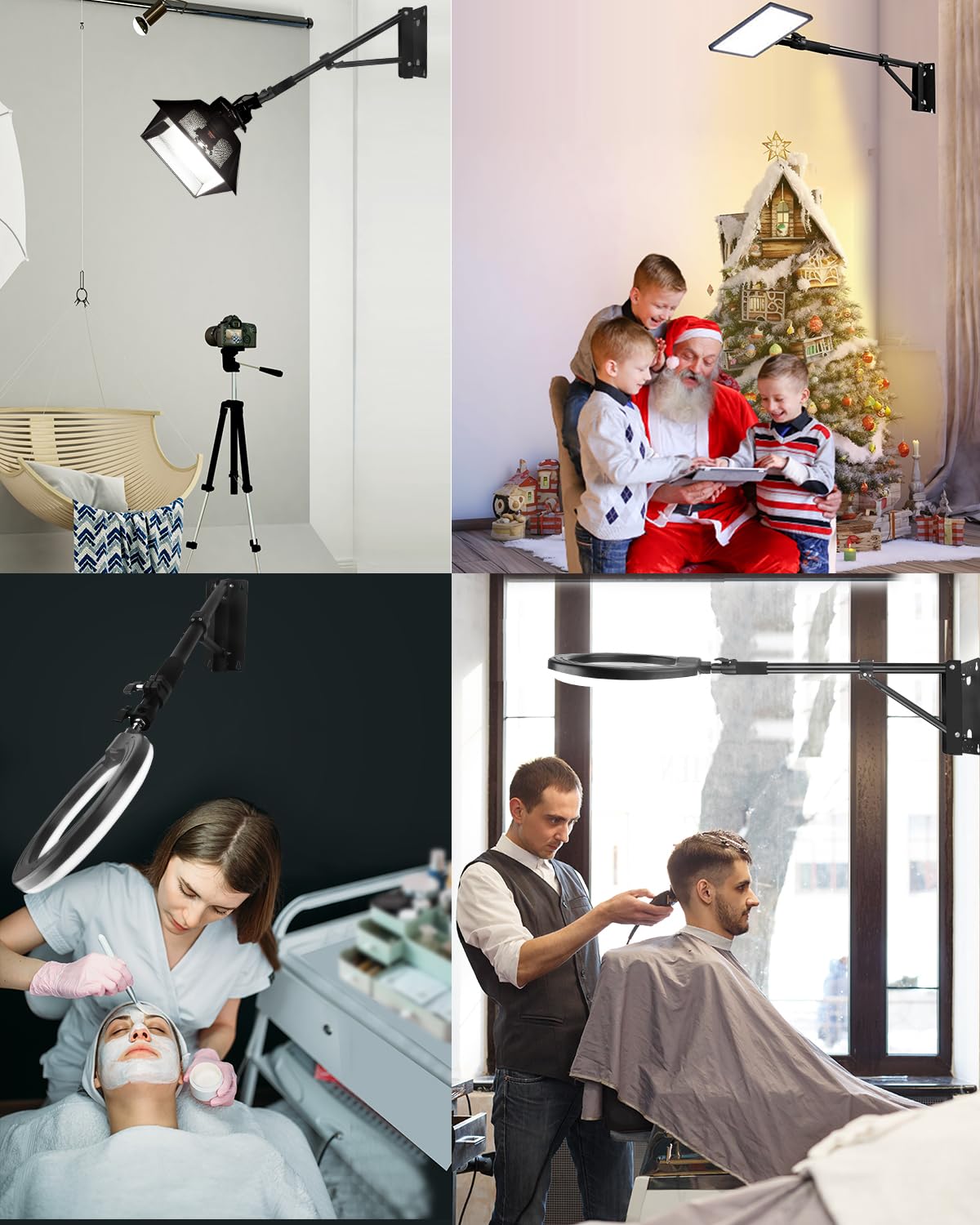 JEBUTU Ring Light Wall Mount Boom Arm 57.87"/147cm with Triangle Base ...