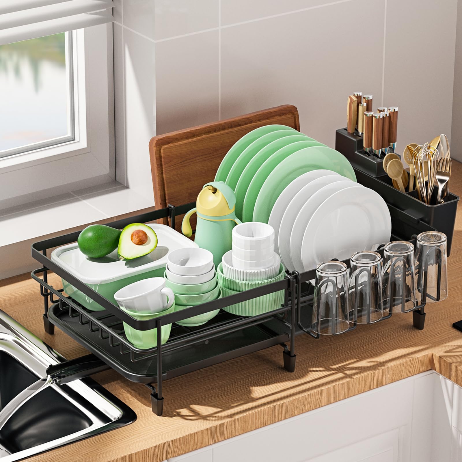 lekymo Dish Drying Rack Expandable Dish Racks Dish Drainers for Kithen ...