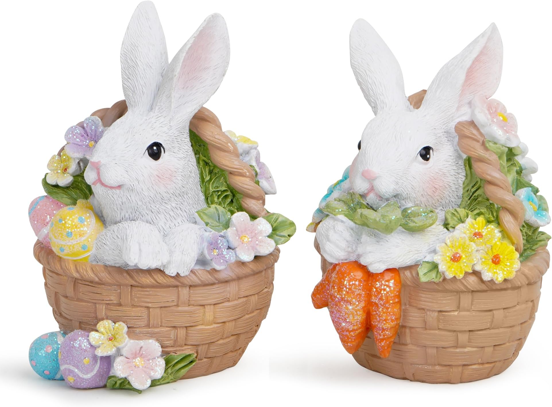 Amazon.com: Gerrii 2 Pcs Easter Bunny Decorations Spring Home Decor Easter Resin Bunny Decor ...