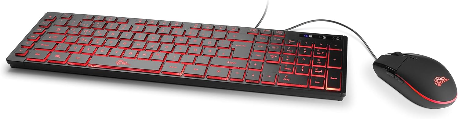 CSL Office - Tastatur & Maus Set | kabelgebunden | schwarz | LED ...