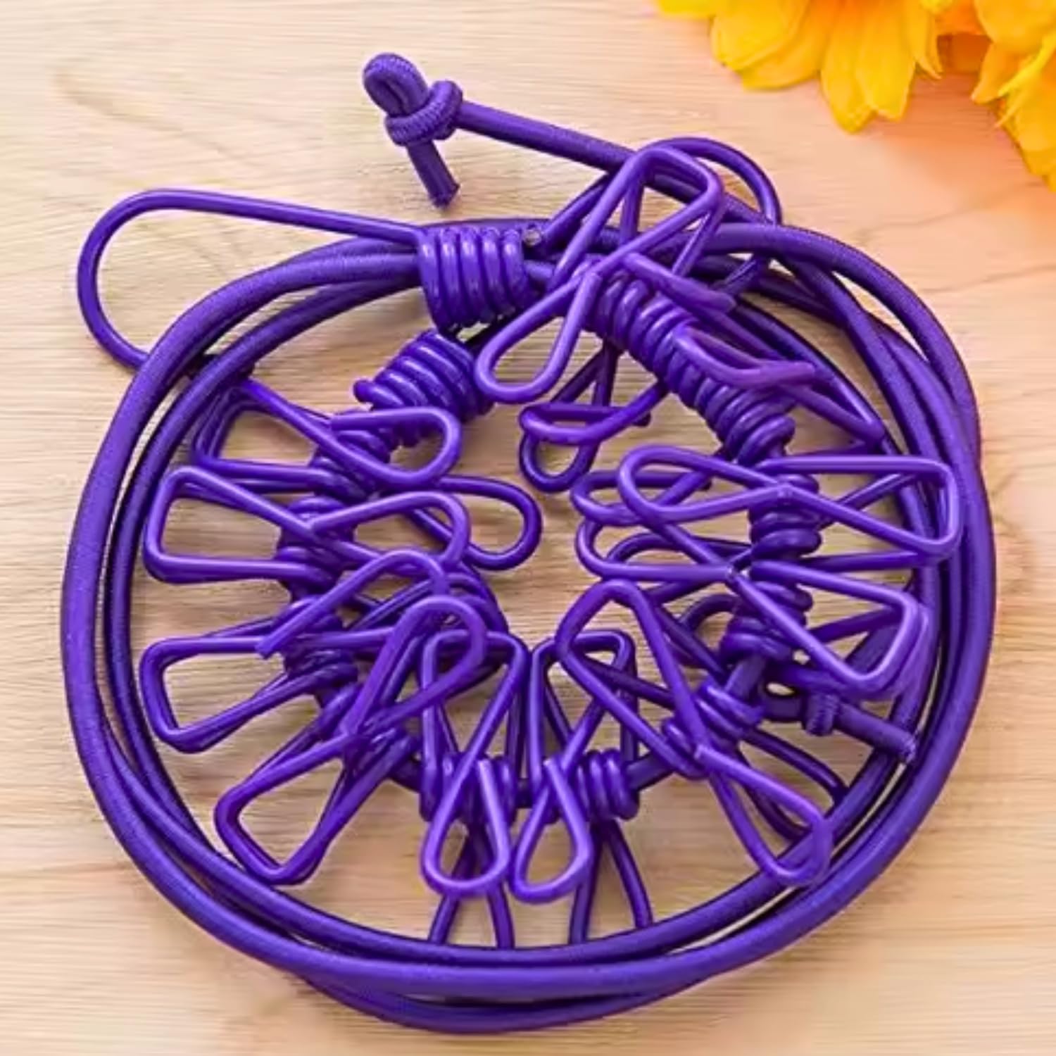 KhuHap Cloth Drying Rope with Hooks for Hanging Clothes,12 Clips Nylon ...