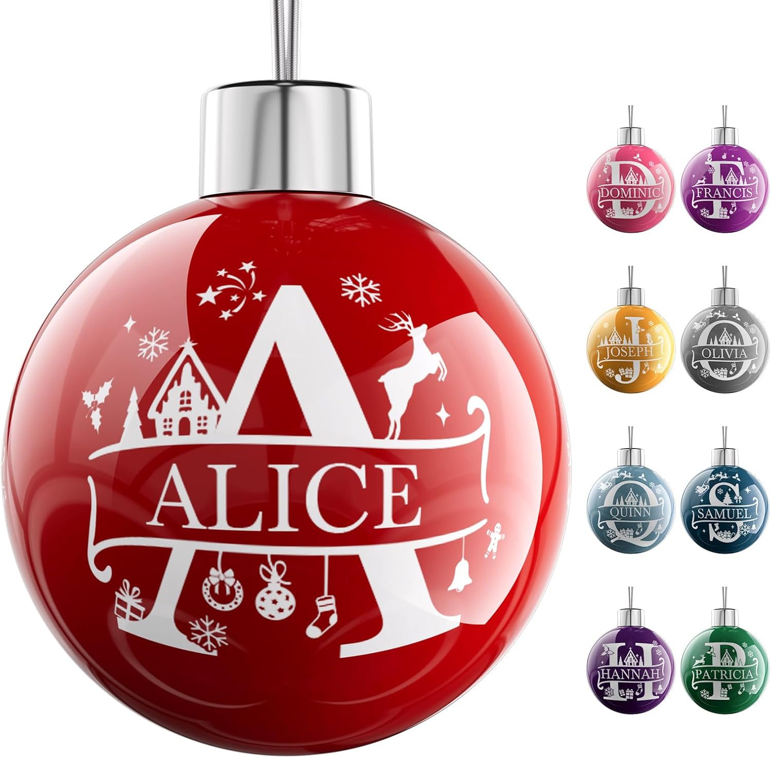 Amazon.com: Bemaystar Personalized Initial Christmas Ball Ornaments ...