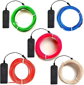 Amazon.com: dobestyou 5-Pack EL Wire, 9Ft Neon Glow Electroluminescent ...