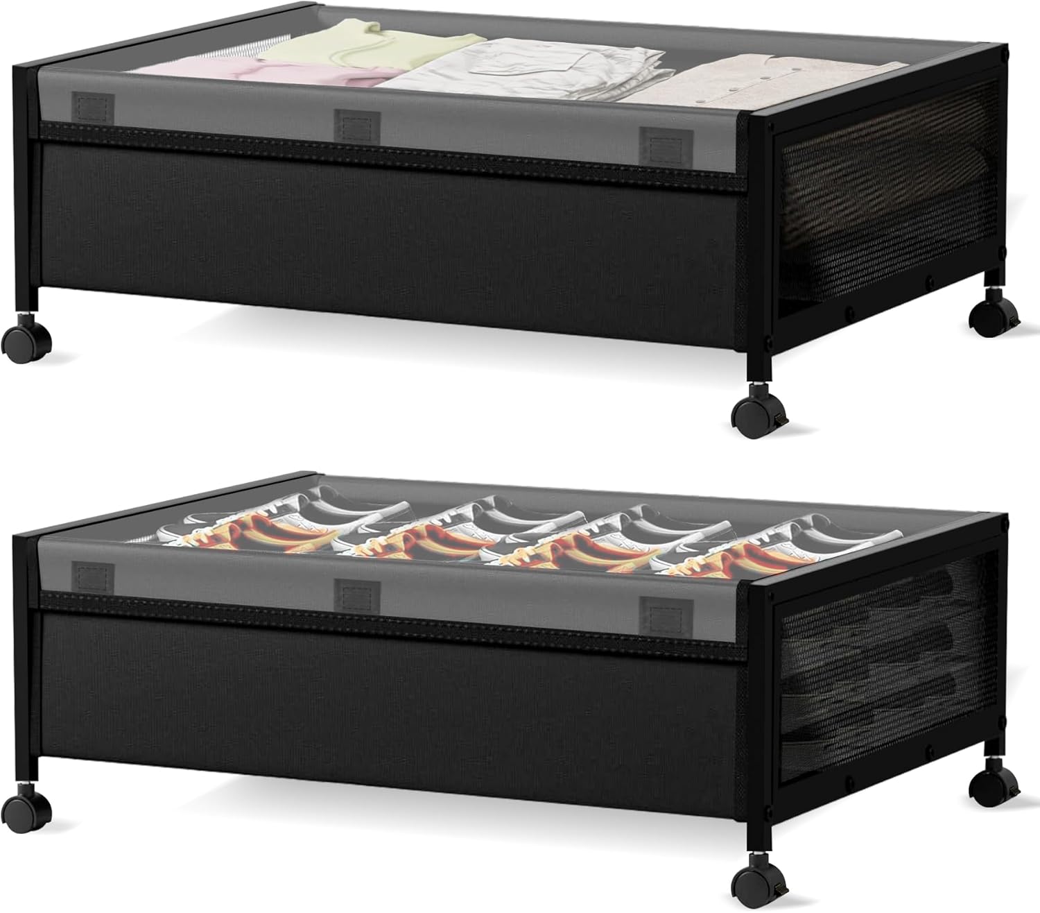 Amazon.com: Under Bed Storage Containers, Stackable Under Bed Rolling ...