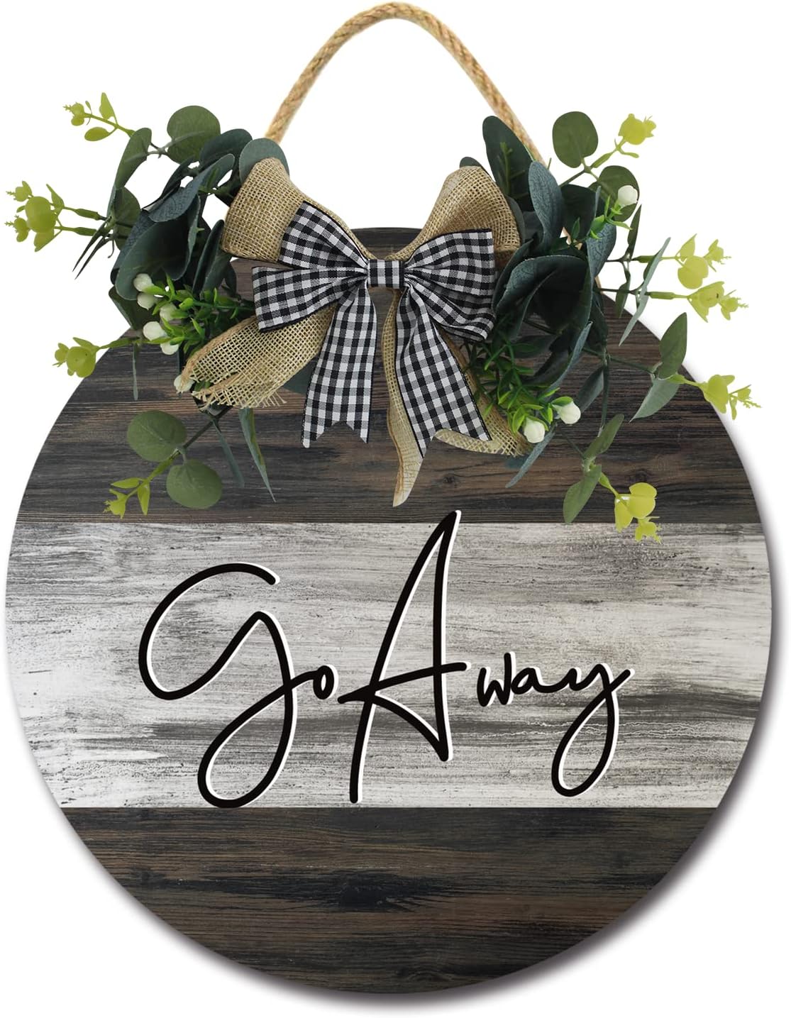 Amazon.com: SLIYIYoo Go Away Sign Front Door Porch Decorations, Round ...